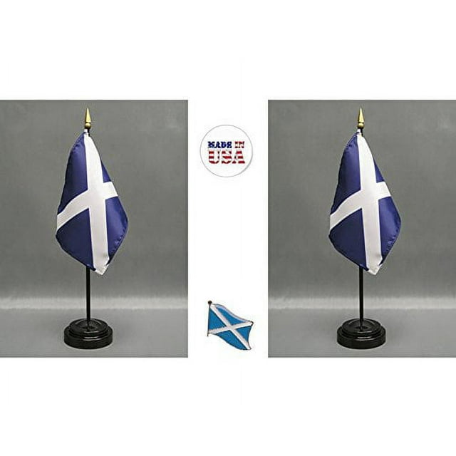 Scotland Cross Desk Flag Set; Two 4x6 inch American Made Table Flags ...