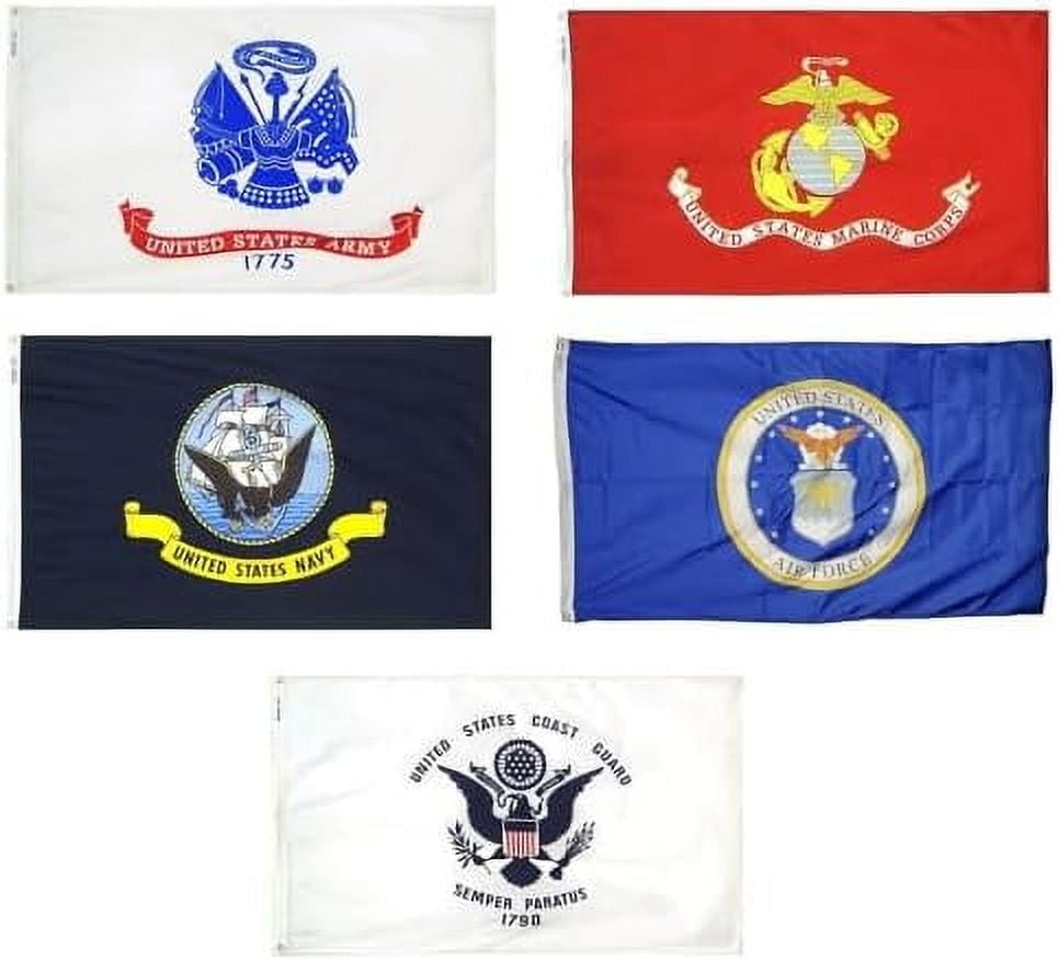Made in the USA! 3' X 5' Nylon Military Flag Set, Licensed Armed Forces ...