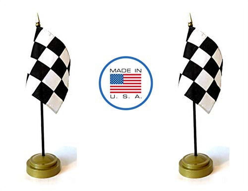 Made in the USA Flag Set. 2 Black and White Checkered Rayon 4"x5 ...