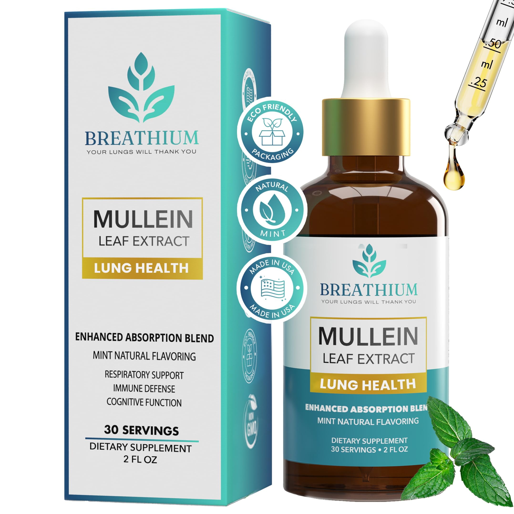 Made in USA Mullein Drops for Lungs â€“ Rapid Mucus & Sore Throat ...
