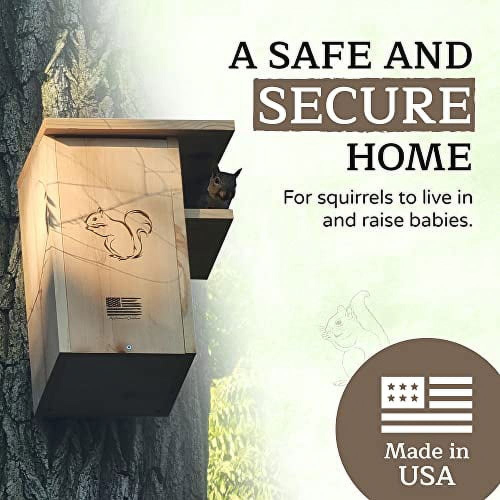 Made in USA, Premium Wood Squirrel House, Hanging Squirrel Houses for ...