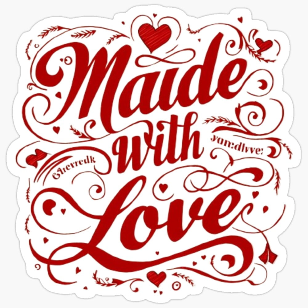 Made With Love Sticker Phone Decal Water Bottle Stickers Car Decals ...