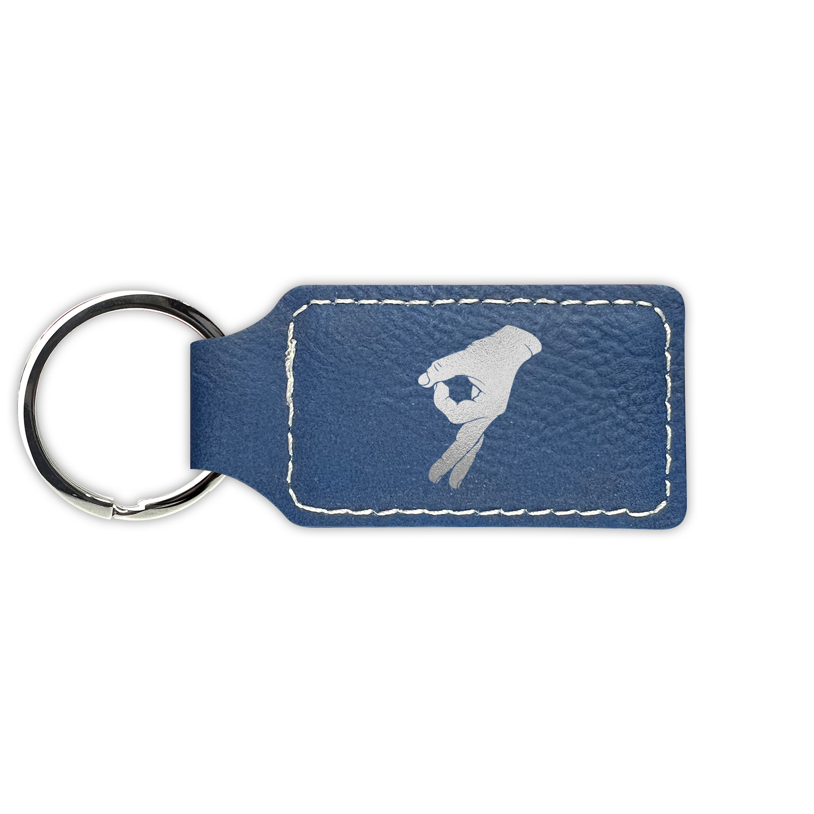 Made You Look Hand Keychain Leatherette Rectangle - Laser Engraved ...