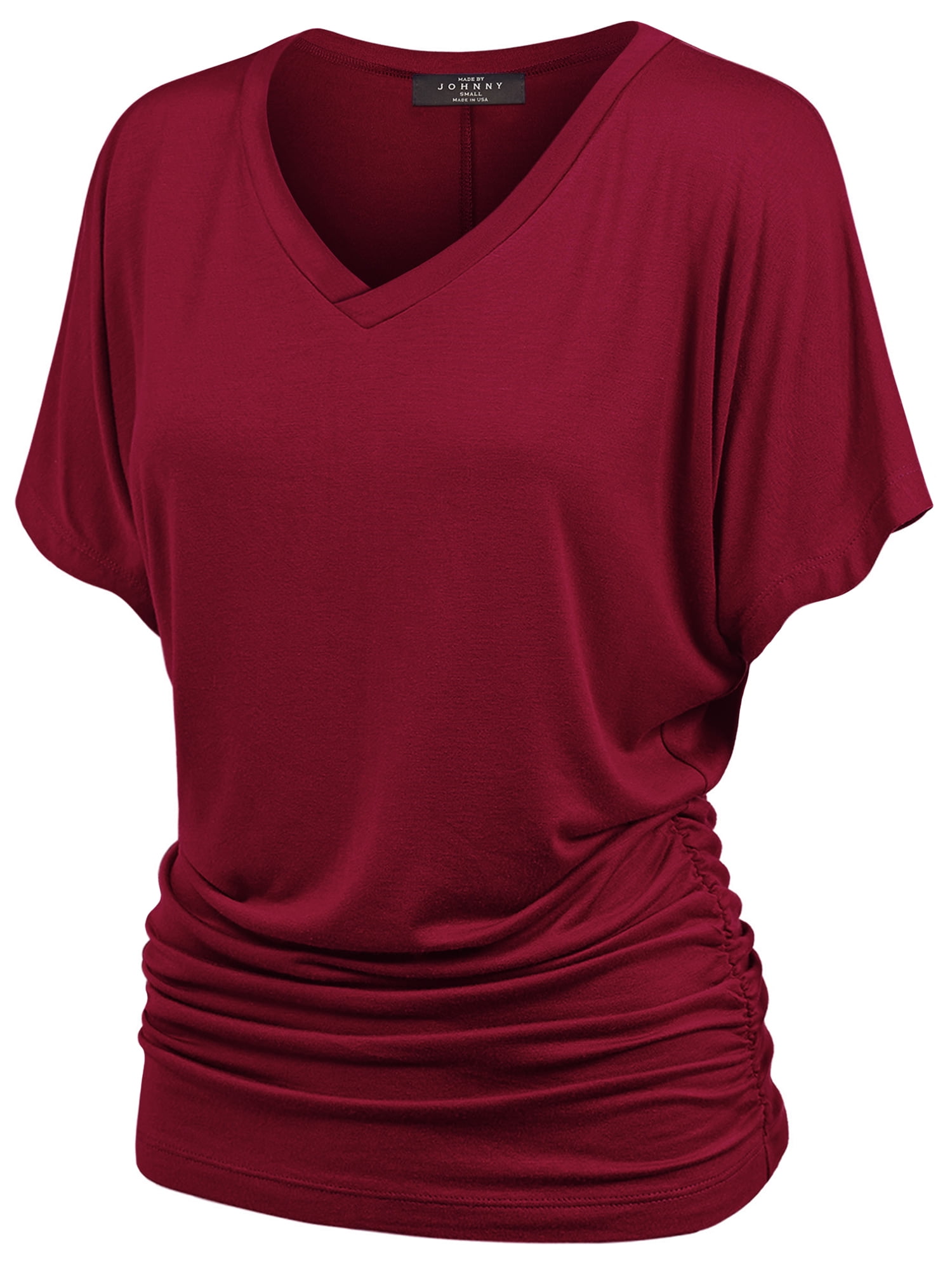 Made by Johnny V Neck Short Sleeve Dolman Top with Side Shirring XXXL ...
