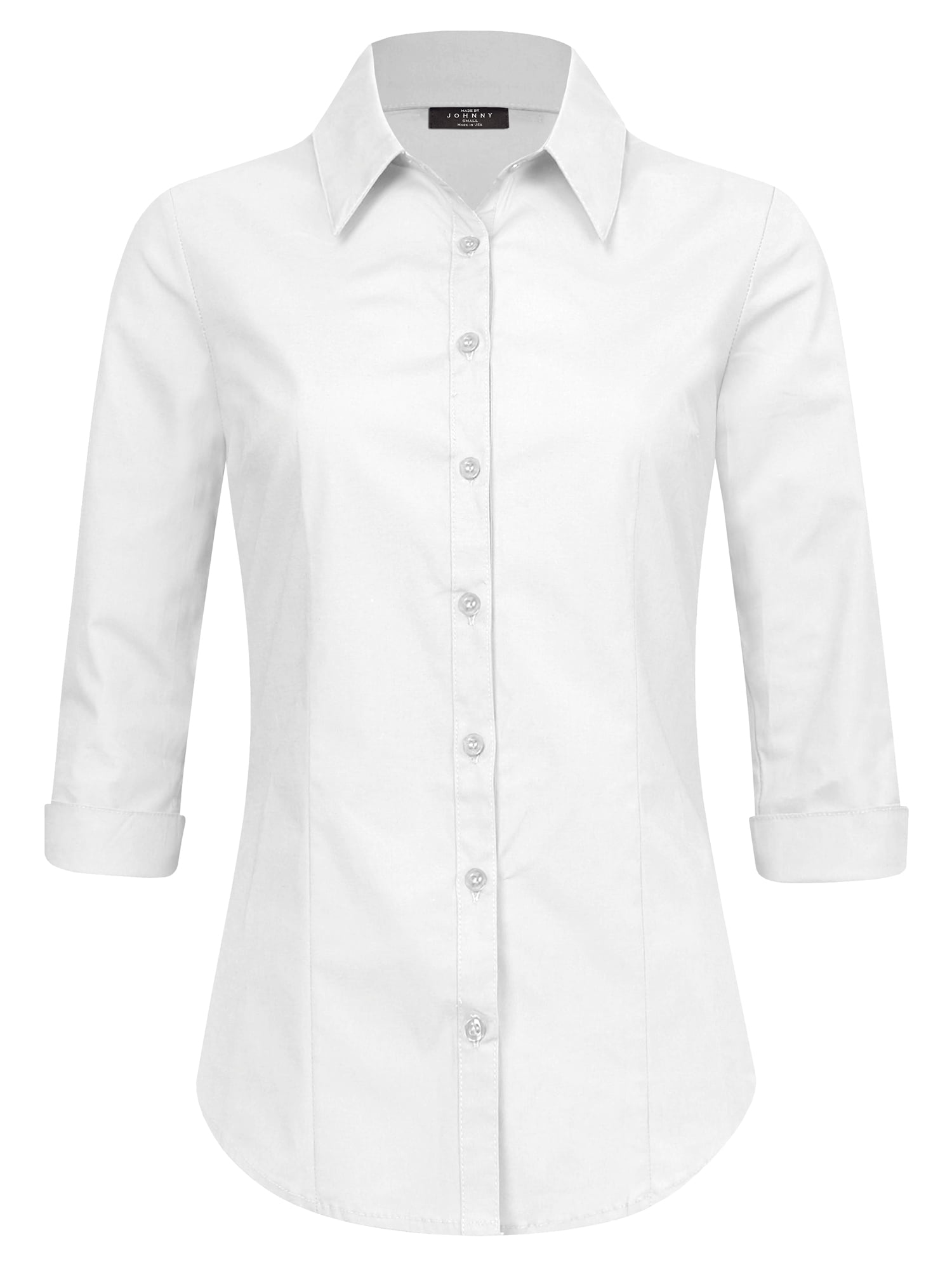 Made by Johnny Women's 3/4 Sleeve Office Work Blouse, Tailored Button ...
