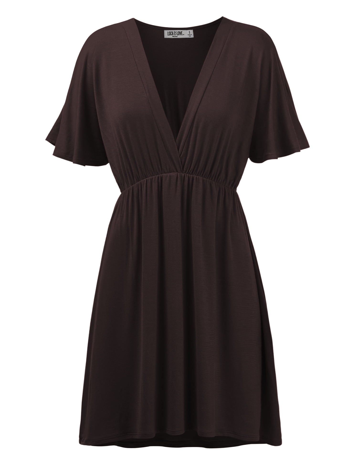 Made by Johnny Women's Airy Short Sleeve Kimono Style Deep V Neck Dress ...