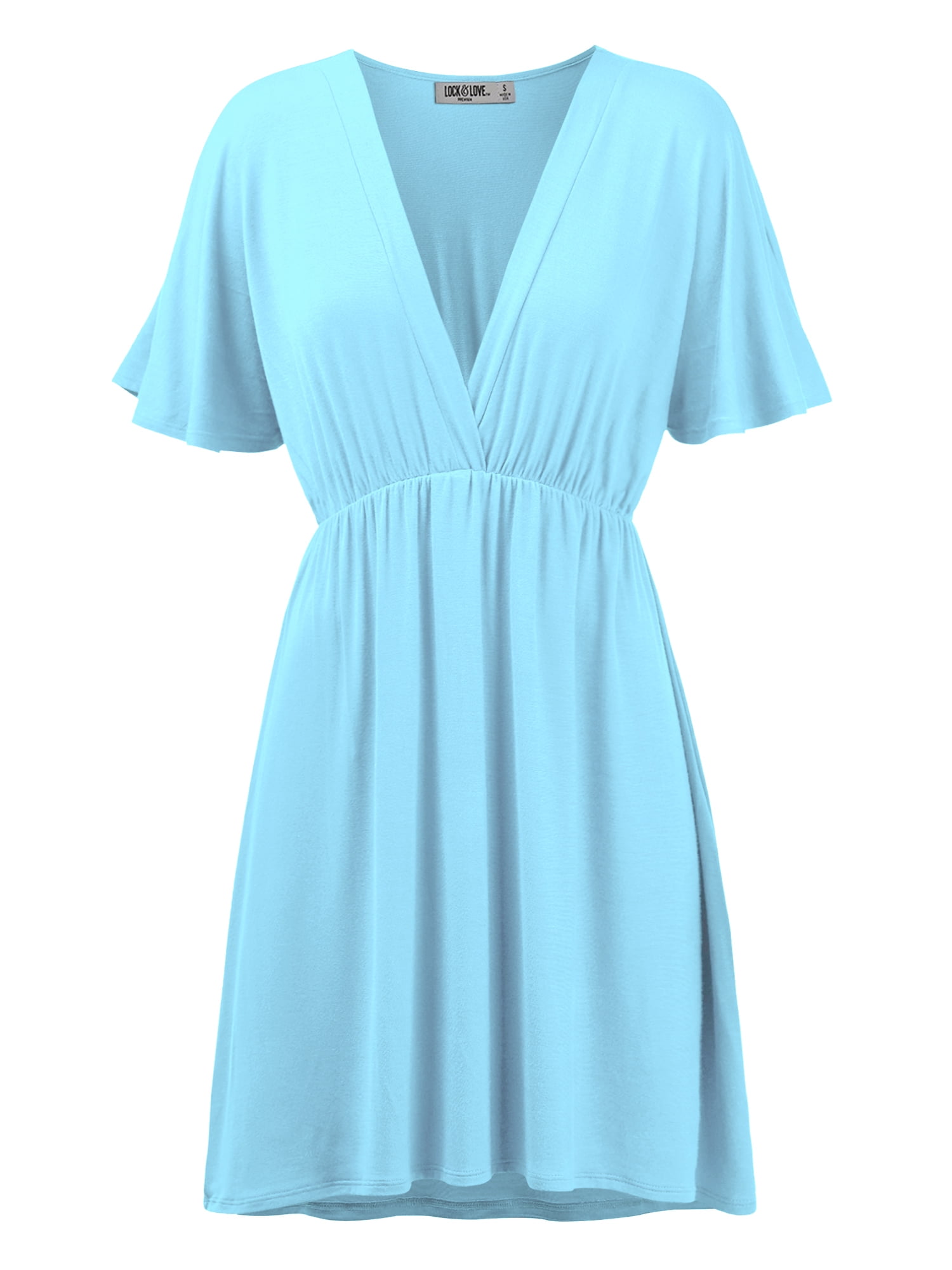 Made by Johnny Women's Airy Short Sleeve Kimono Style Deep V Neck Dress ...