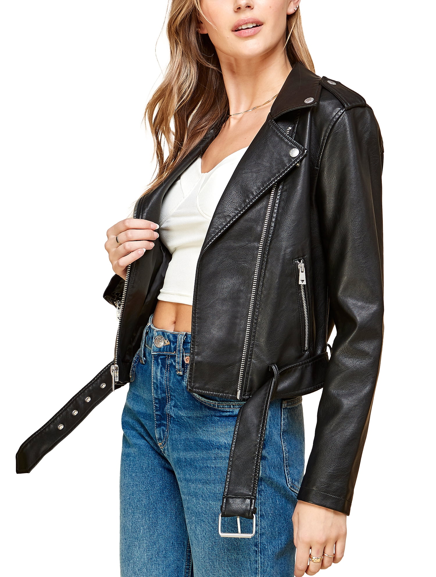 Free Shipping! Made by Johnny Women's Asymmetrical Faux Lether Belted ...