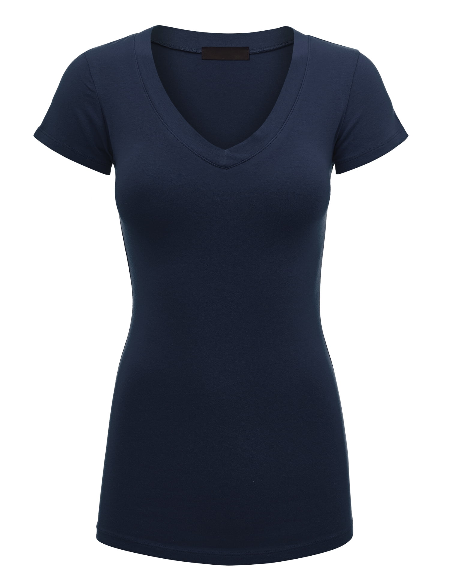 Made by Johnny Women's Basic Fitted Short Sleeve V-Neck T Shirt XXL ...