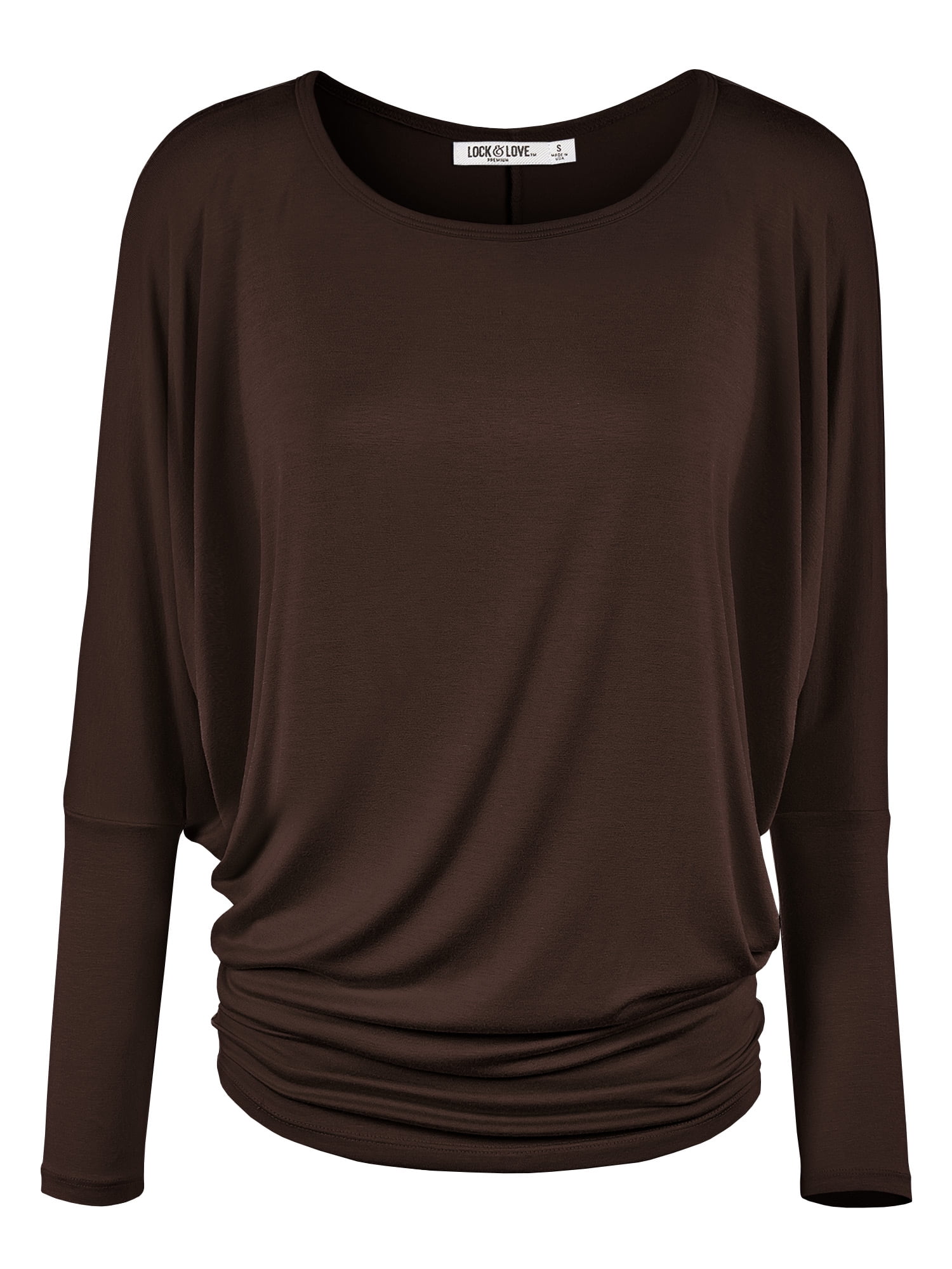 Made by Johnny Women's Batwing Long Sleeve Top XL BROWN - Walmart.com