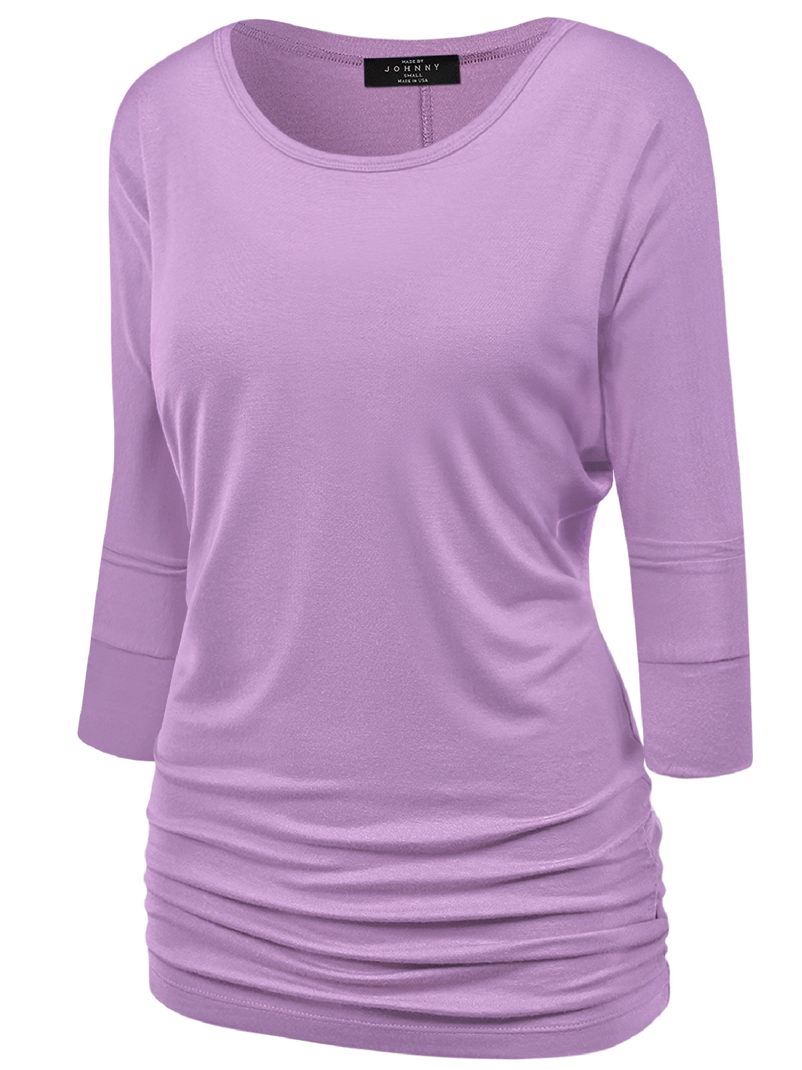 Made by Johnny Women's Boat Neck 3/4 Sleeve Draped Dolman Top with Side ...