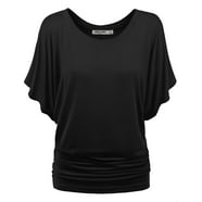 Made by Johnny Women's Boat Neck Short Sleeve Dolman Drape Top L COBALT_BLUE - Walmart.com