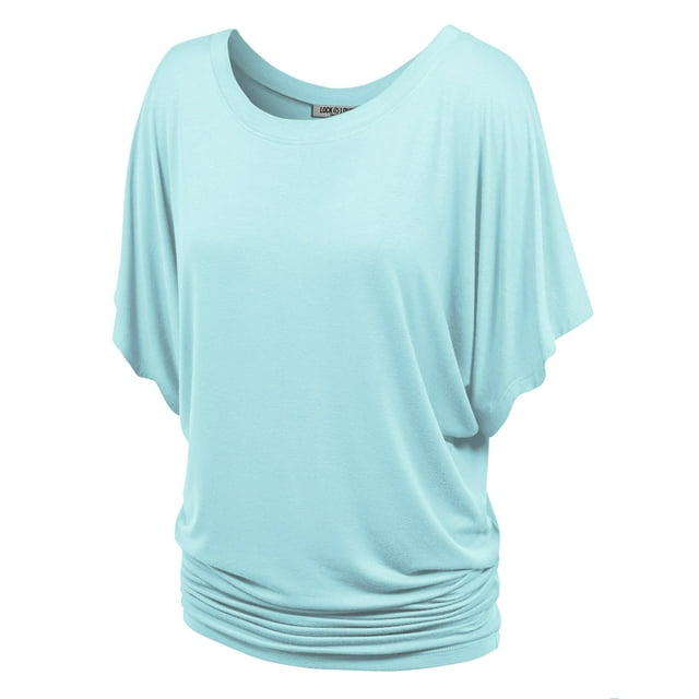 Made by Johnny Women's Boat Neck Short Sleeve Dolman Drape Top XXXXL LIGHT_BLUE - Walmart.com