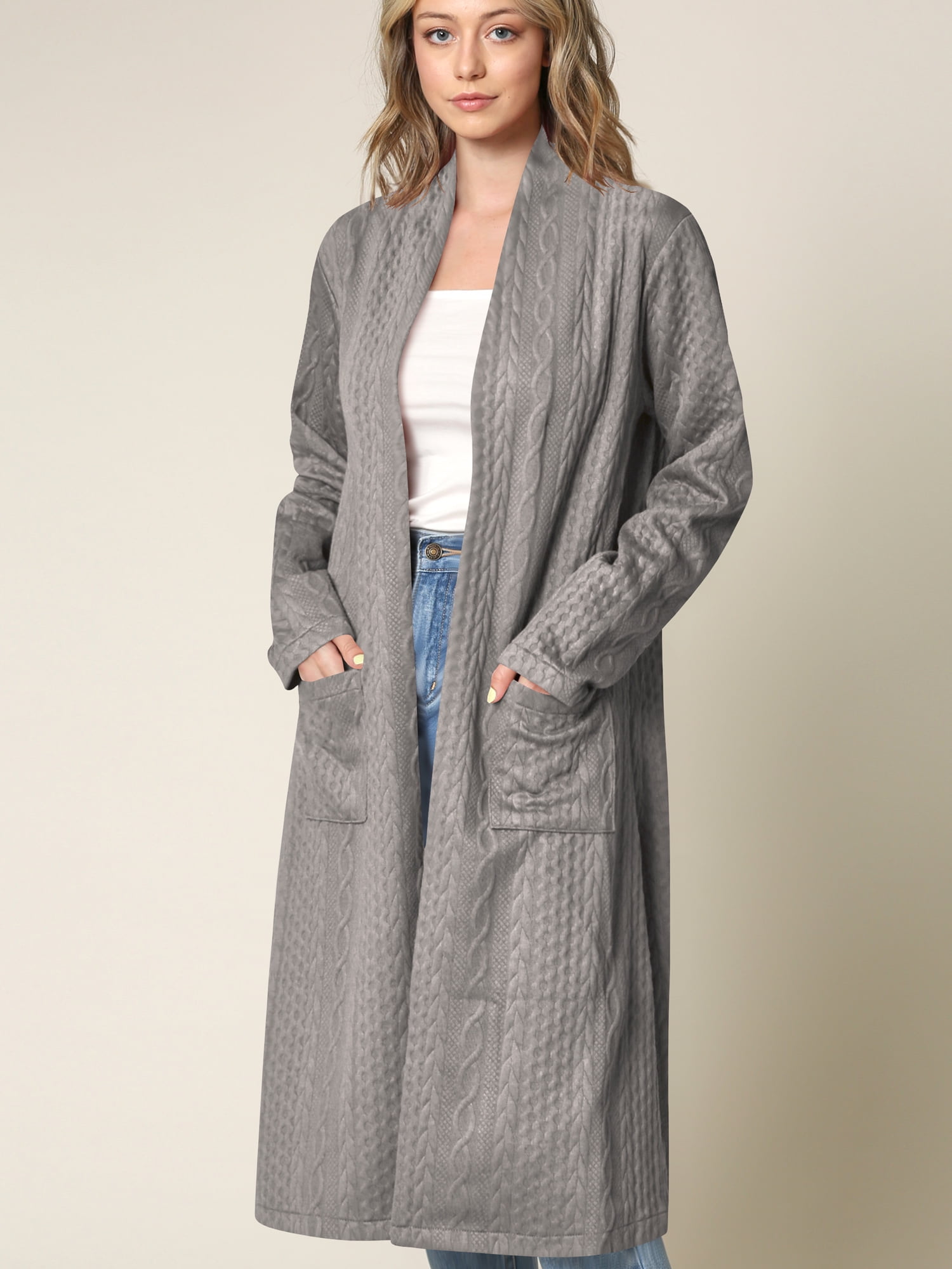 Made by Johnny Women's Casual Cozy Braided Open Front Long Pocket ...