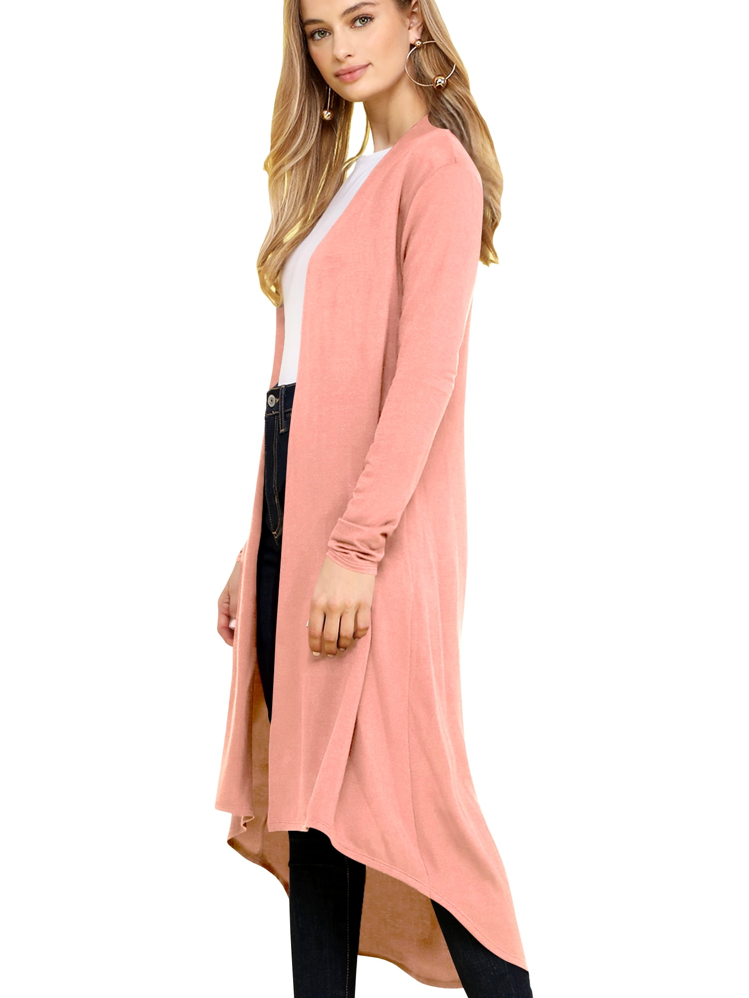 Made by Johnny Women's Casual Long Open Front Drape Lightweight Duster ...