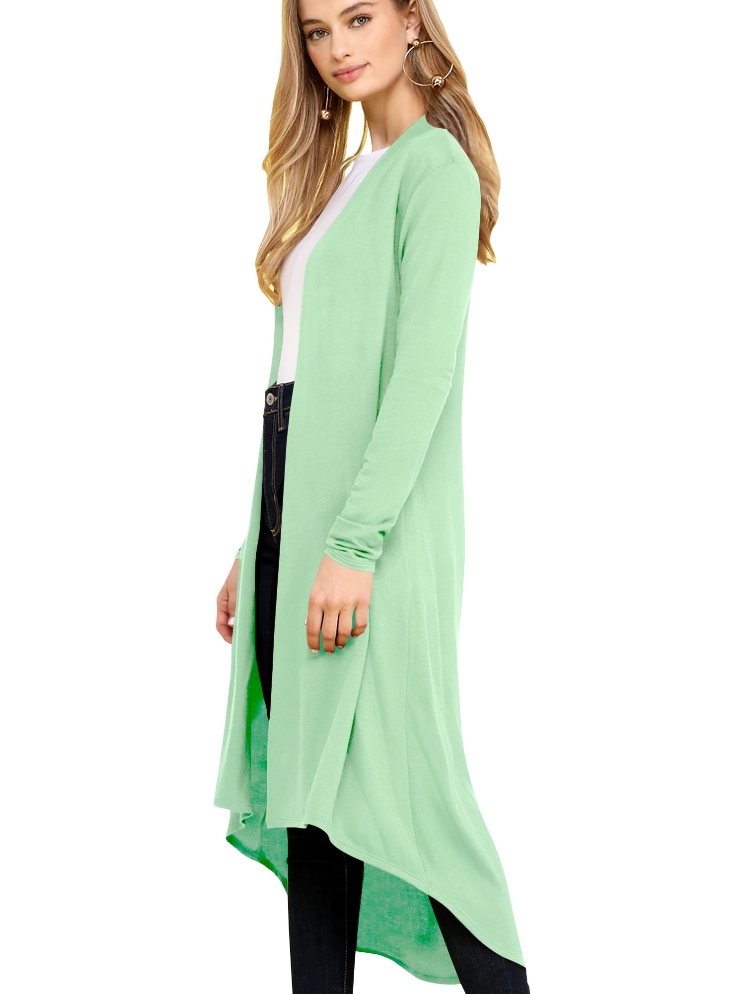 Made by Johnny Women's Casual Long Open Front Drape Lightweight Duster ...