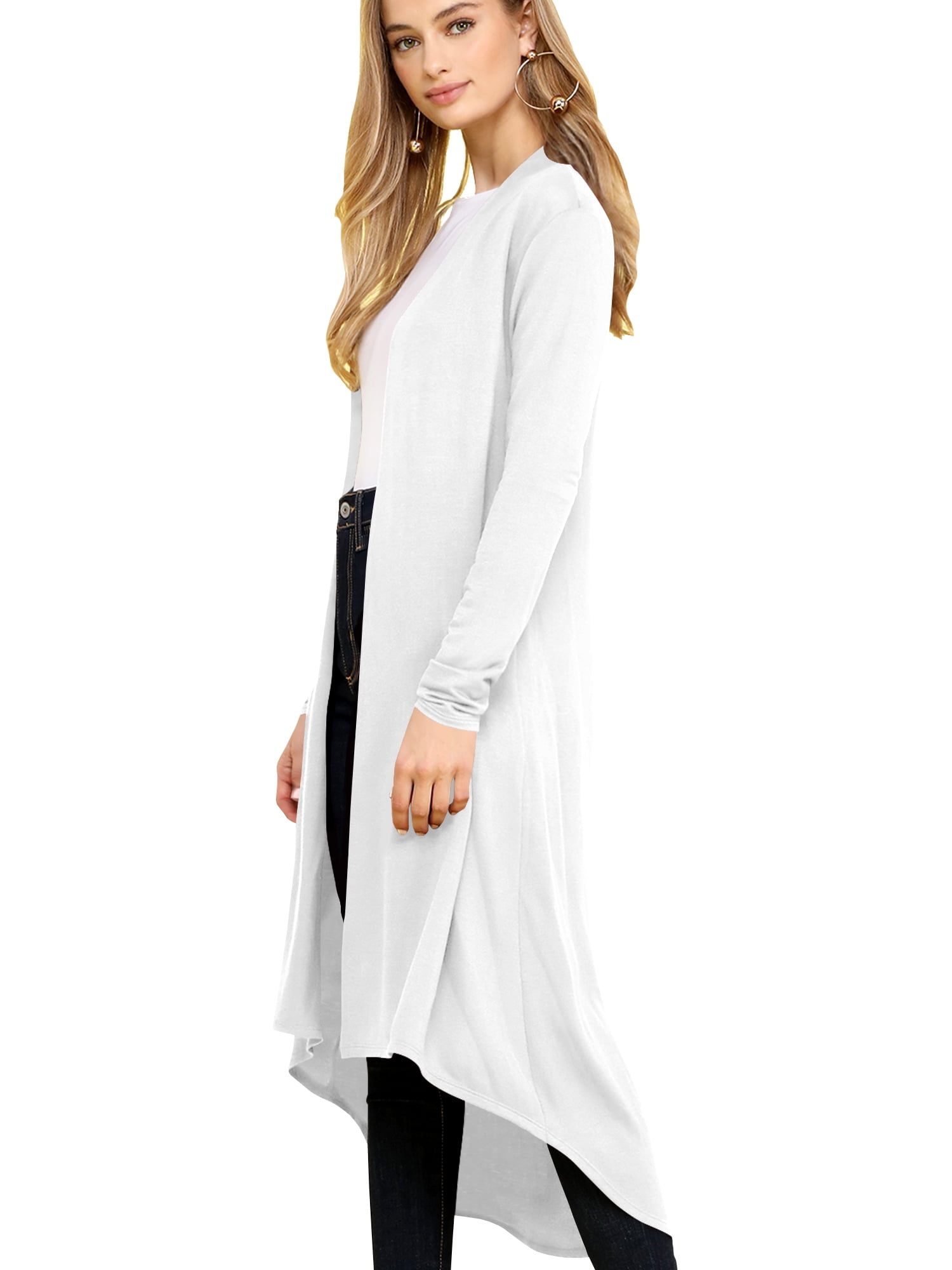 Made by Johnny Women's Casual Long Open Front Drape Lightweight Duster High Low Hem Maxi Long ...