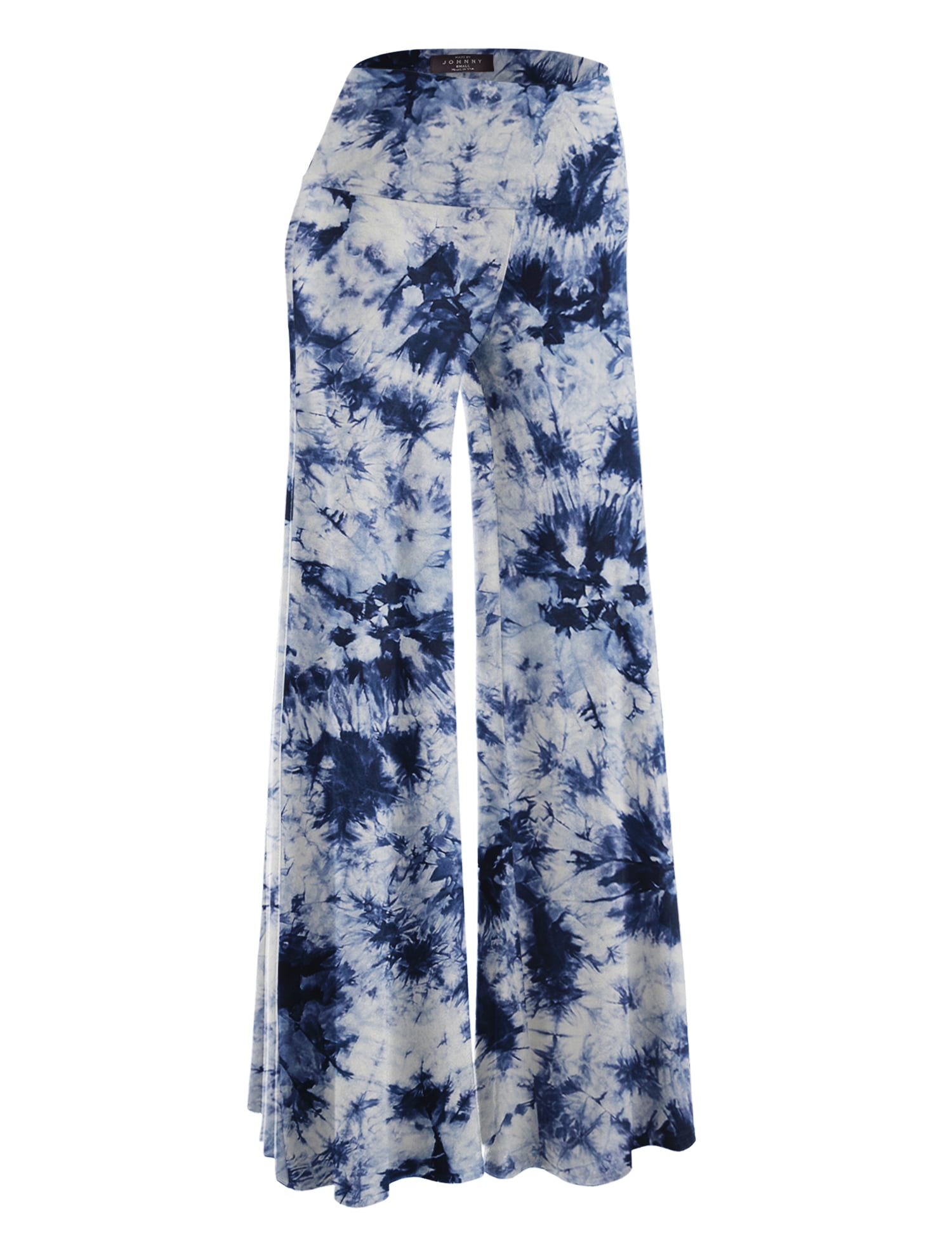 Made By Johnny Womens Chic Tie Dye Palazzo Pants Xl White Navy