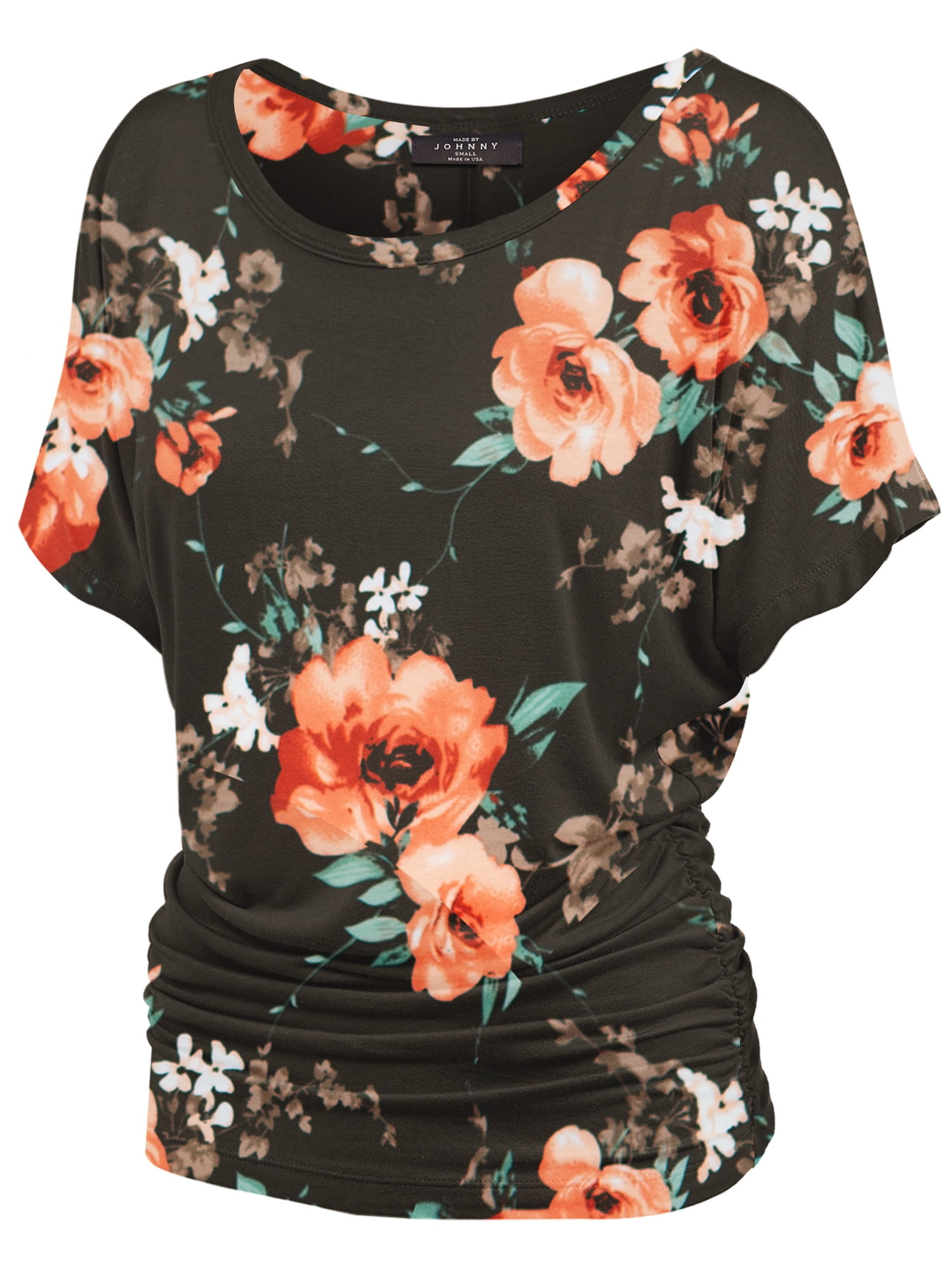 Made by Johnny Women's Dolman Drape Top with Side Shirring L BLACK ...