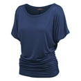 Made by Johnny Women's Dolman Drape Top with Side Shirring S NAVY ...