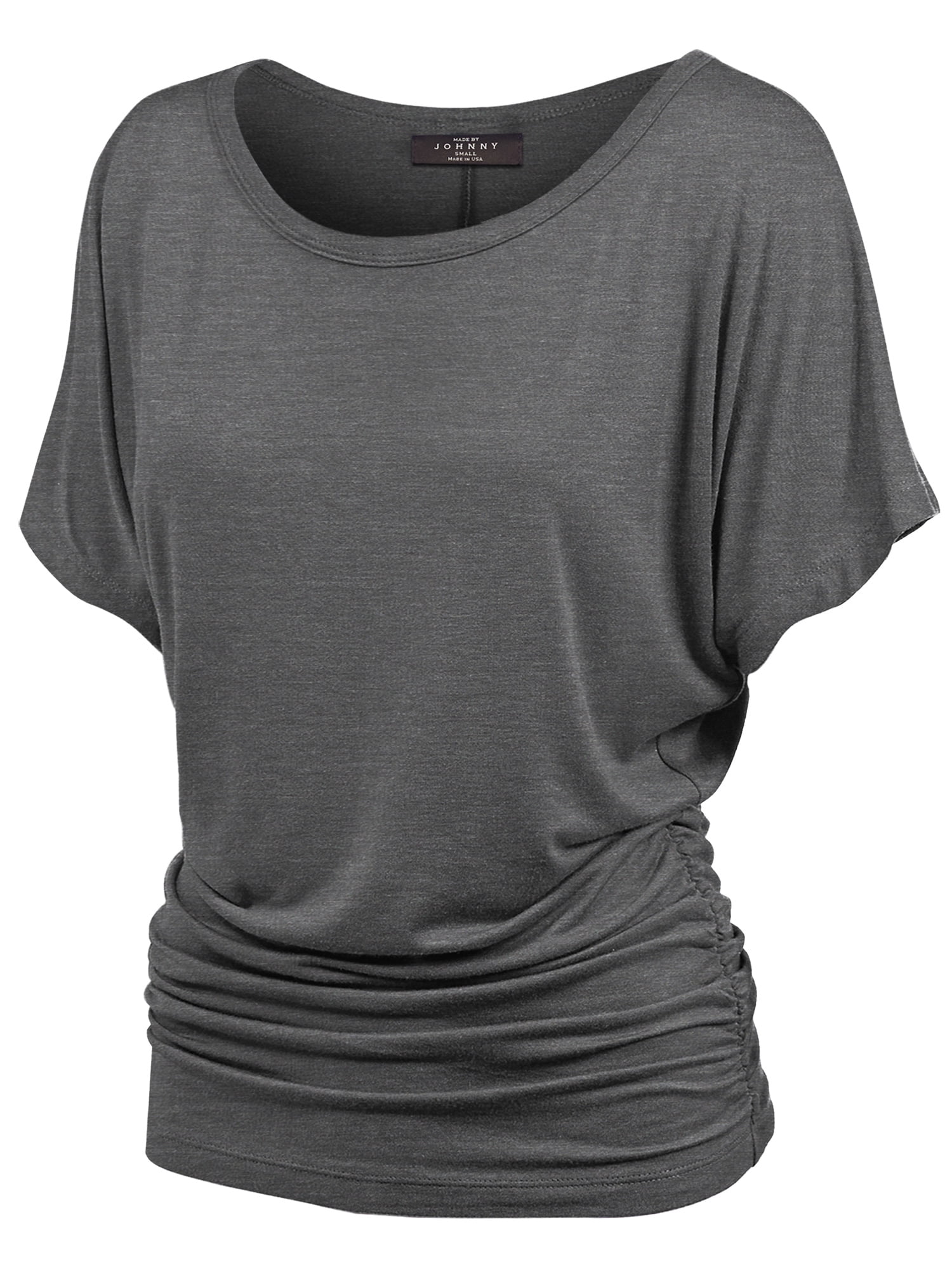 Made by Johnny Women's Dolman Drape Top with Side Shirring XL HEATHER ...