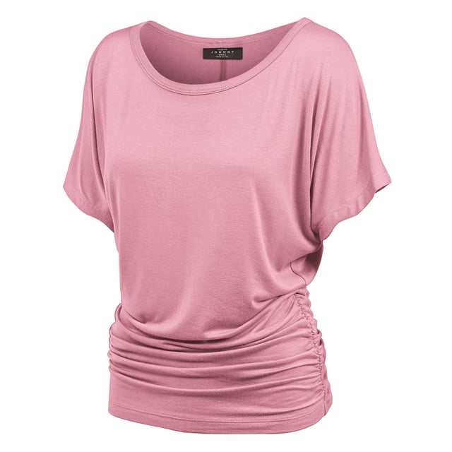 Made by Johnny Women's Dolman Drape Top with Side Shirring XL PINK ...