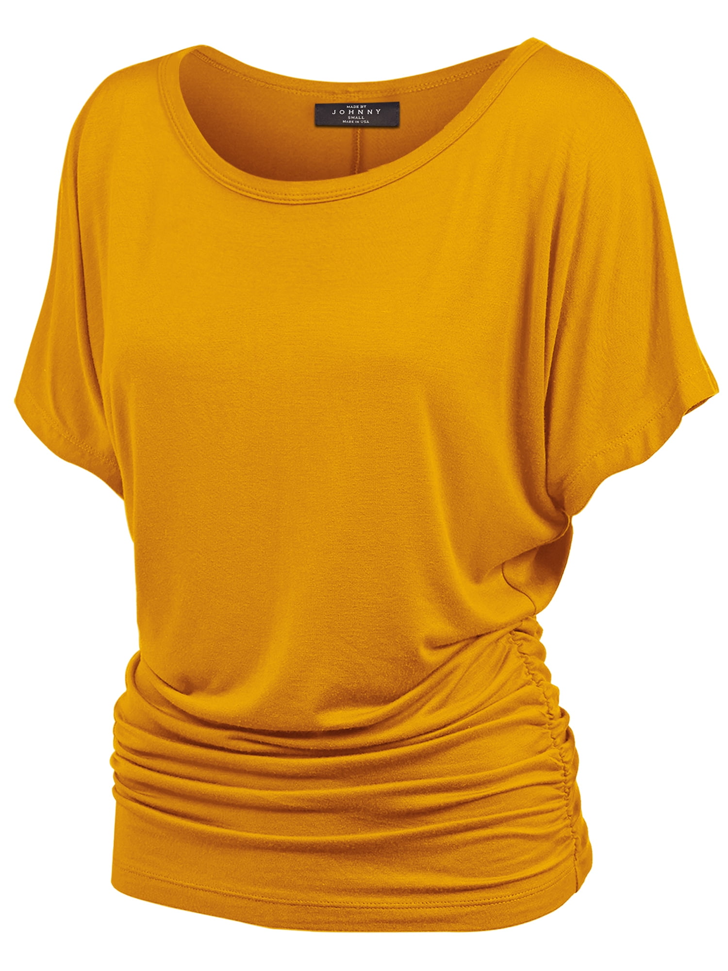 Made by Johnny Women's Dolman Drape Top with Side Shirring XXXL MUSTARD - Walmart.com