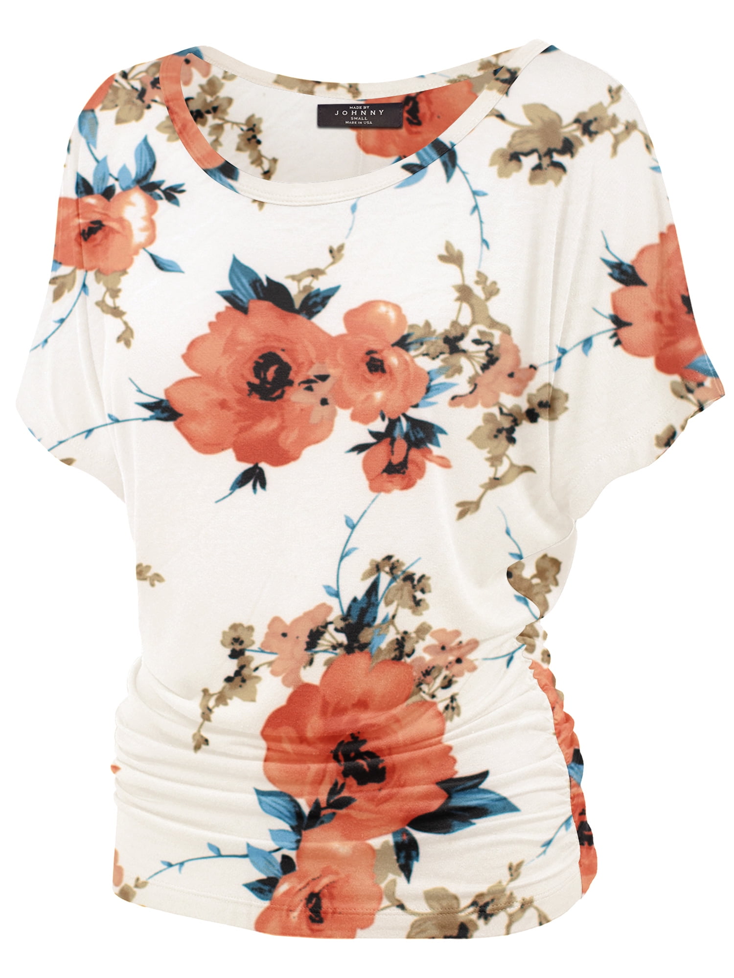 Made by Johnny Women's Dolman Drape Top with Side Shirring XXXL WHITE ...