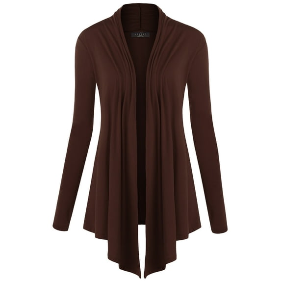 Made by Johnny Women's Draped Open Front Cardigan M BROWN - Walmart.com