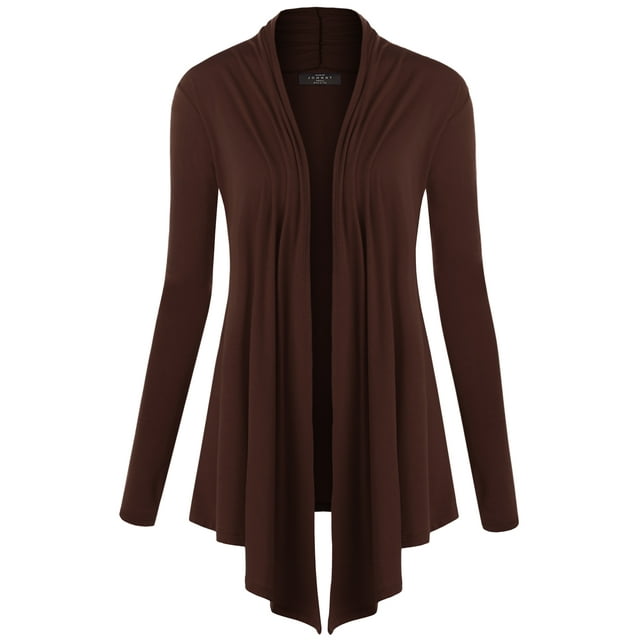 Made by Johnny Women's Draped Open Front Cardigan M BROWN - Walmart.com
