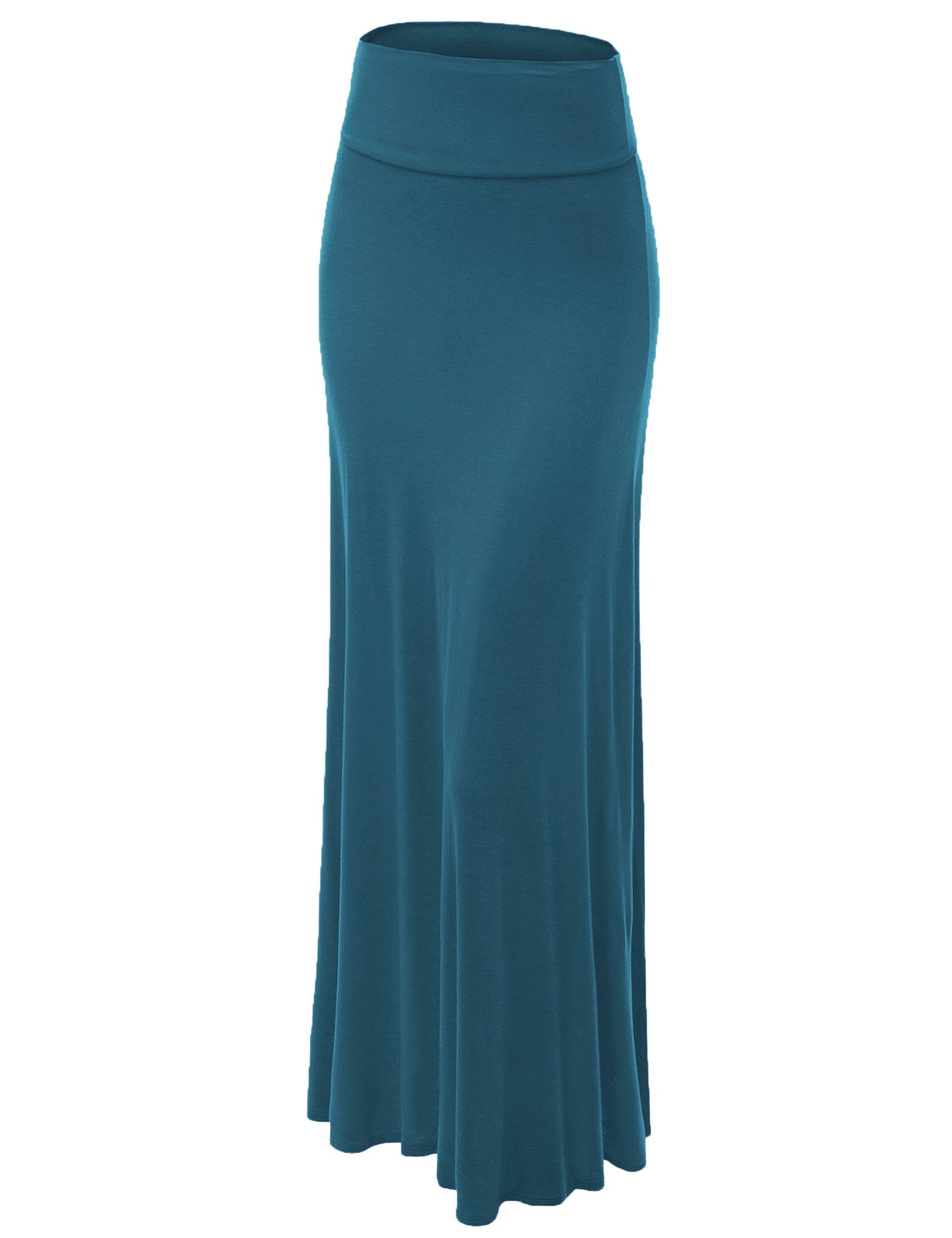 Made by Johnny Women's Fold-Over Maxi Skirt L TEAL - Walmart.com
