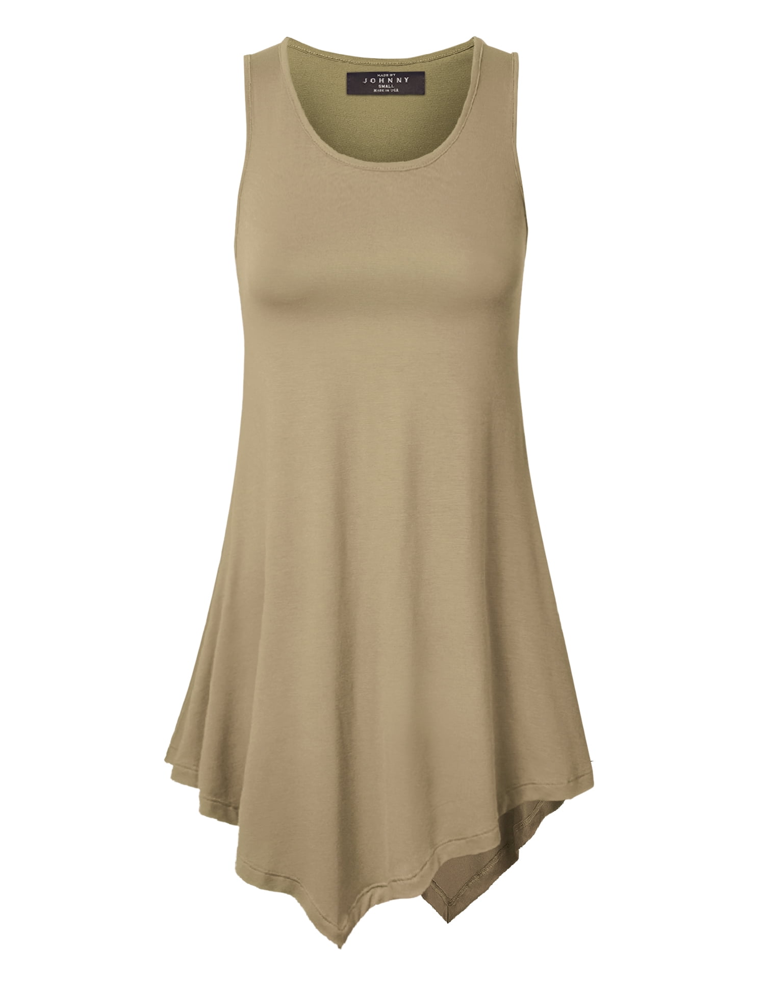 Made by Johnny Women's Handkerchief Hem Tank Tunic Top M TAUPE ...