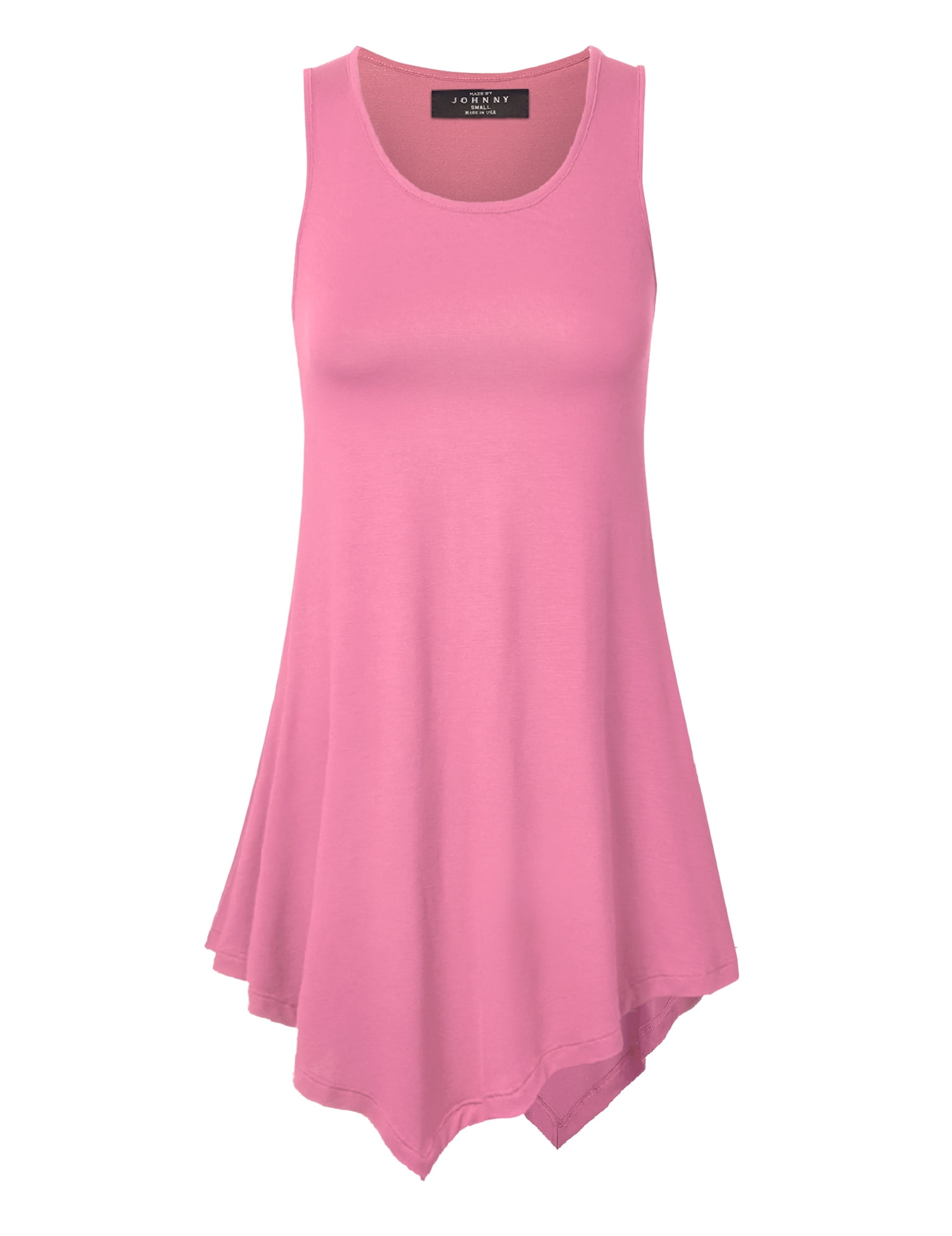 Made by Johnny Women's Handkerchief Hem Tank Tunic Top XXL PINK ...
