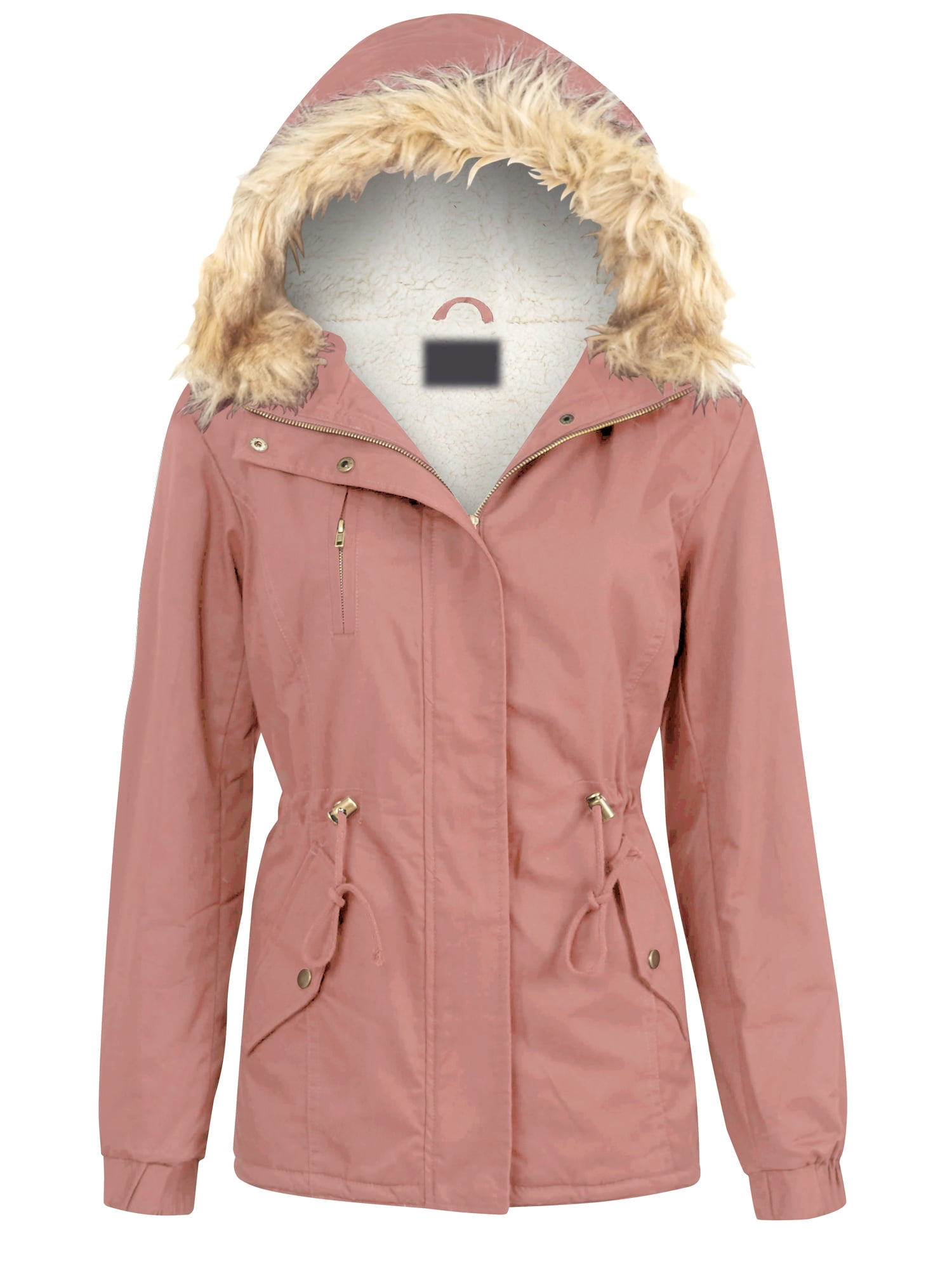 Made by Johnny Women's Inner Fur Lined Military Anorak Parka Jacket ...