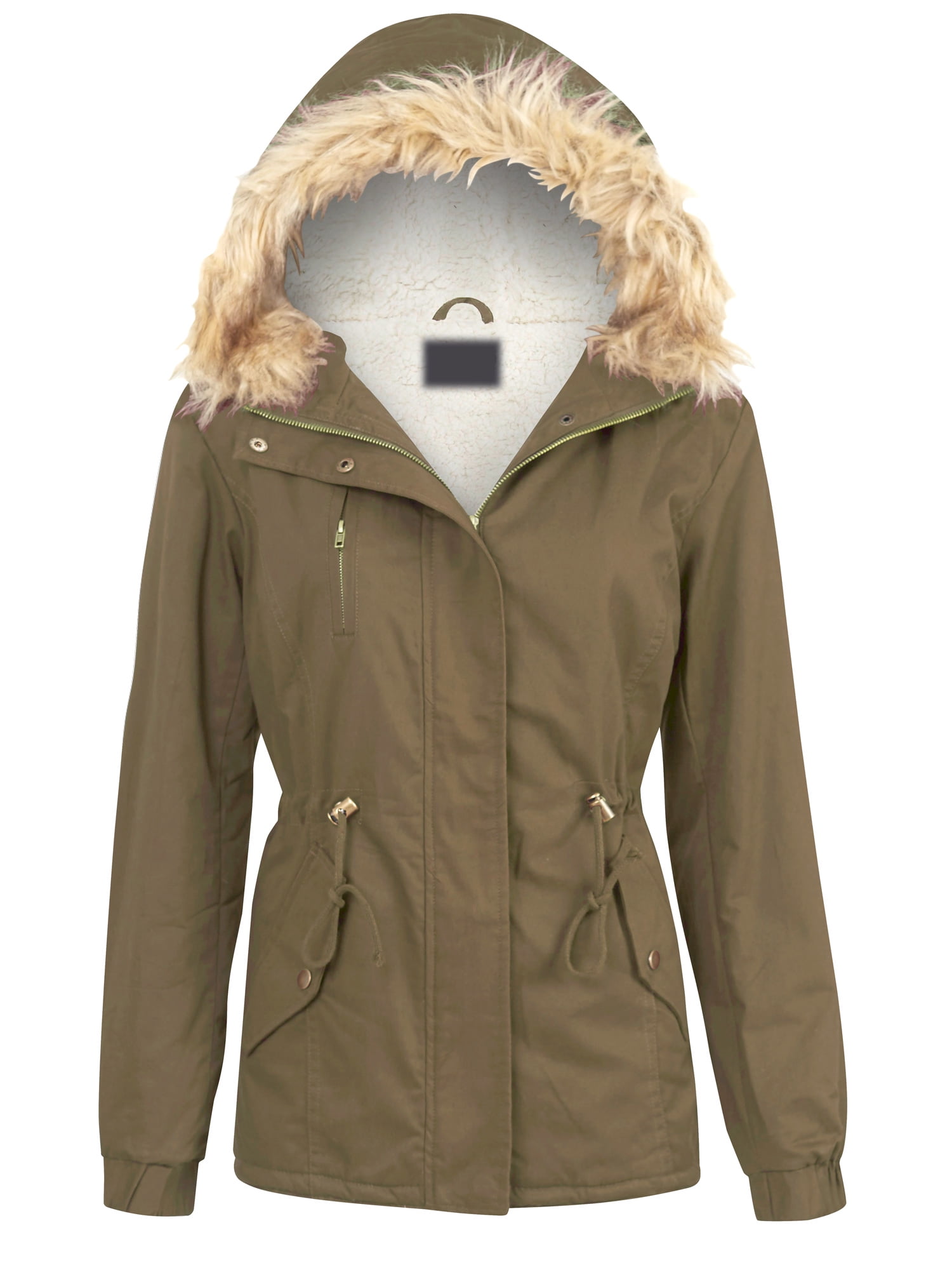Made by Johnny Women's Inner Fur Lined Military Anorak Parka Jacket ...