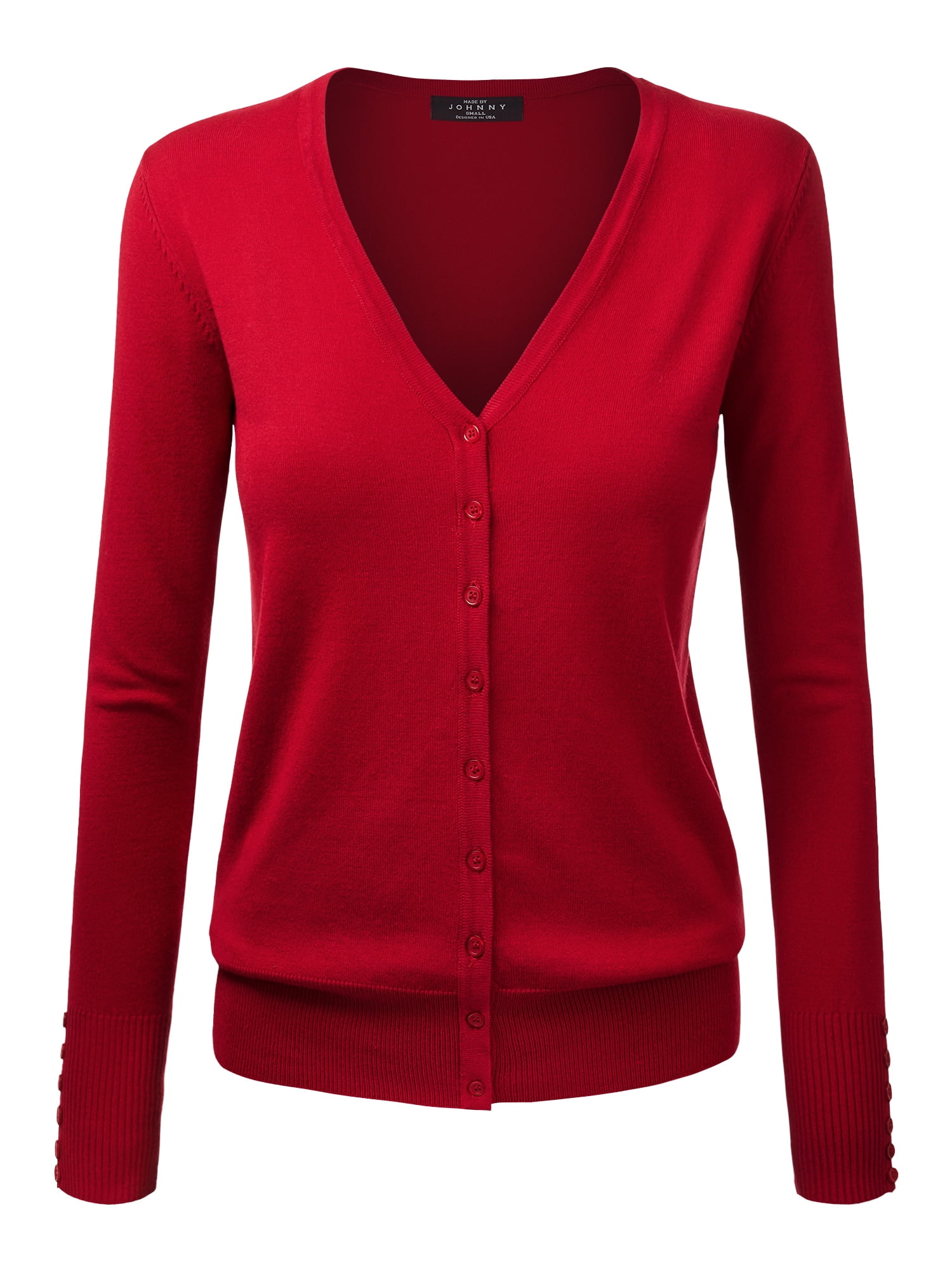 Made by Johnny Women's Keep It Classic V Neck Cardigan S RED - Walmart.com