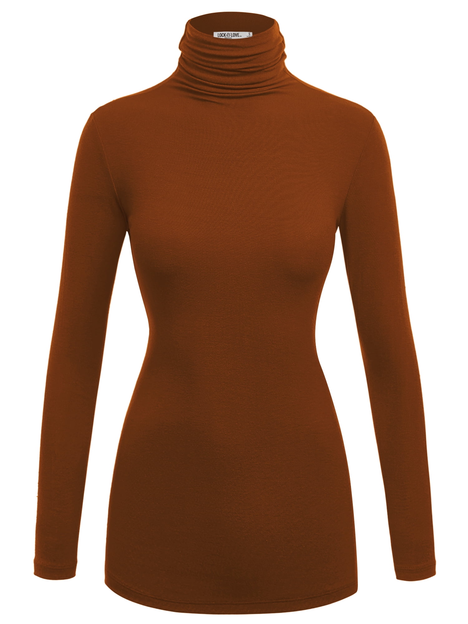 Made by Johnny Women's Long Sleeve Ribbed Turtleneck Pullover Sweater S ...