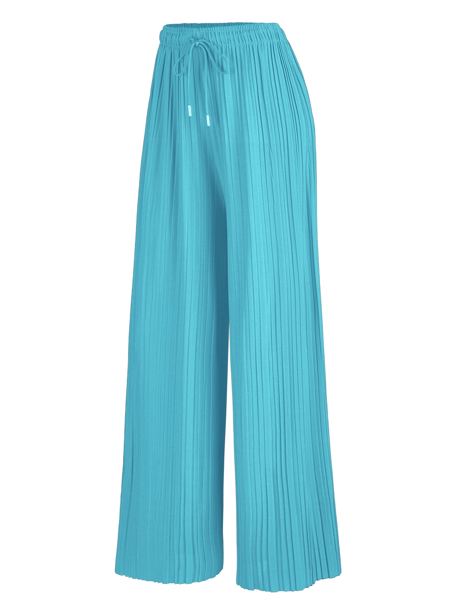 Made by Johnny Women's Pleated Wide Leg Palazzo Pants with Drawstring ...