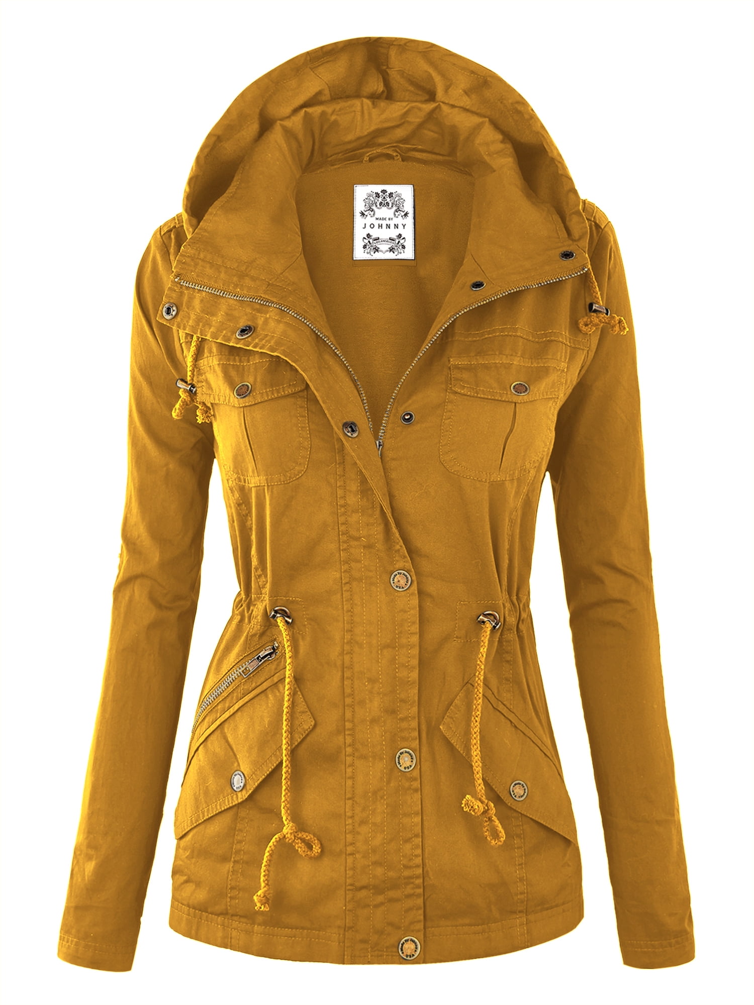 Made by Johnny Women's Pop of Color Anorak Parka Jacket L MUSTARD ...