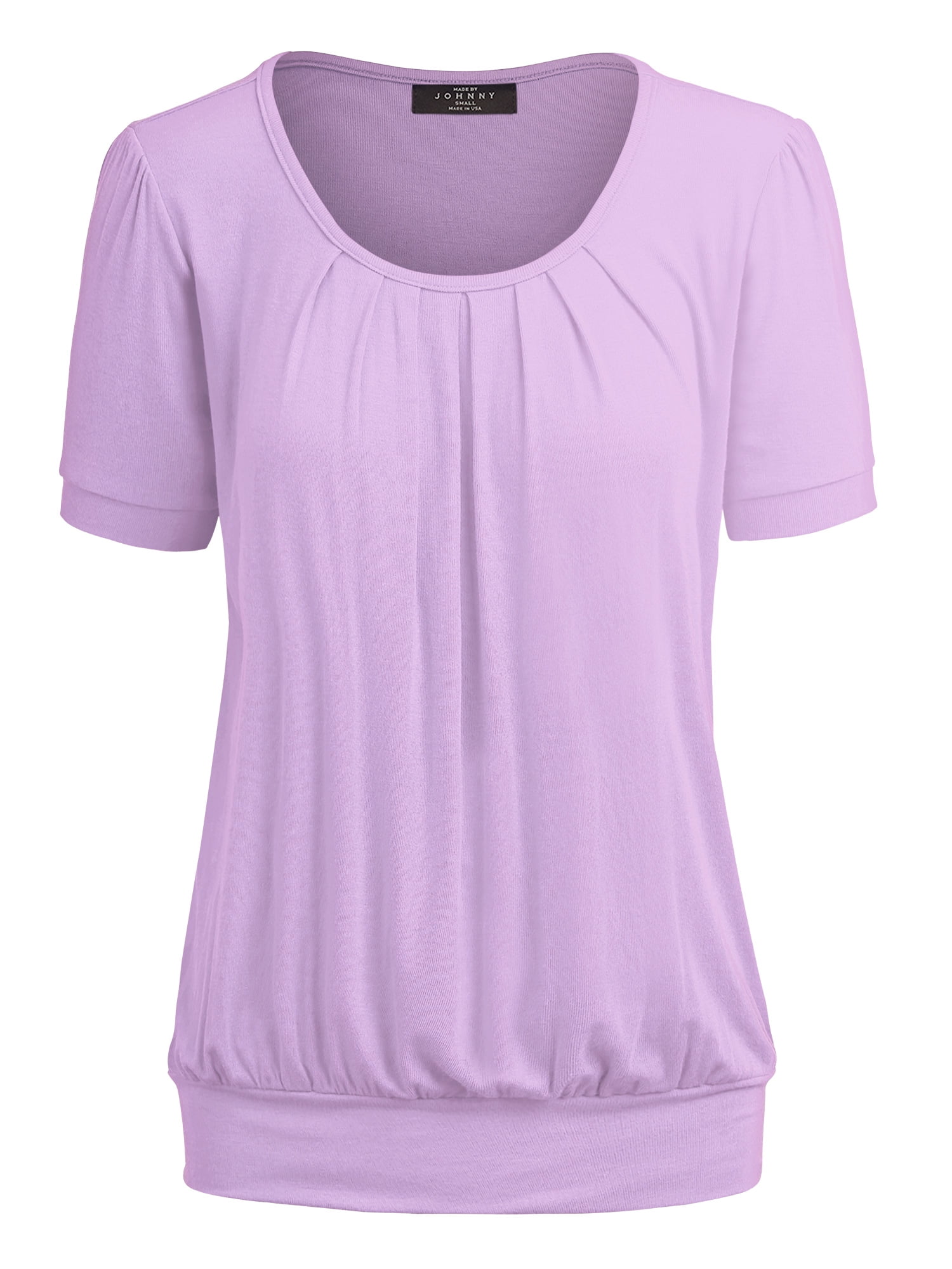 Made by Johnny Women's Scoop Neck Short Sleeve Pleated Front Blouse ...