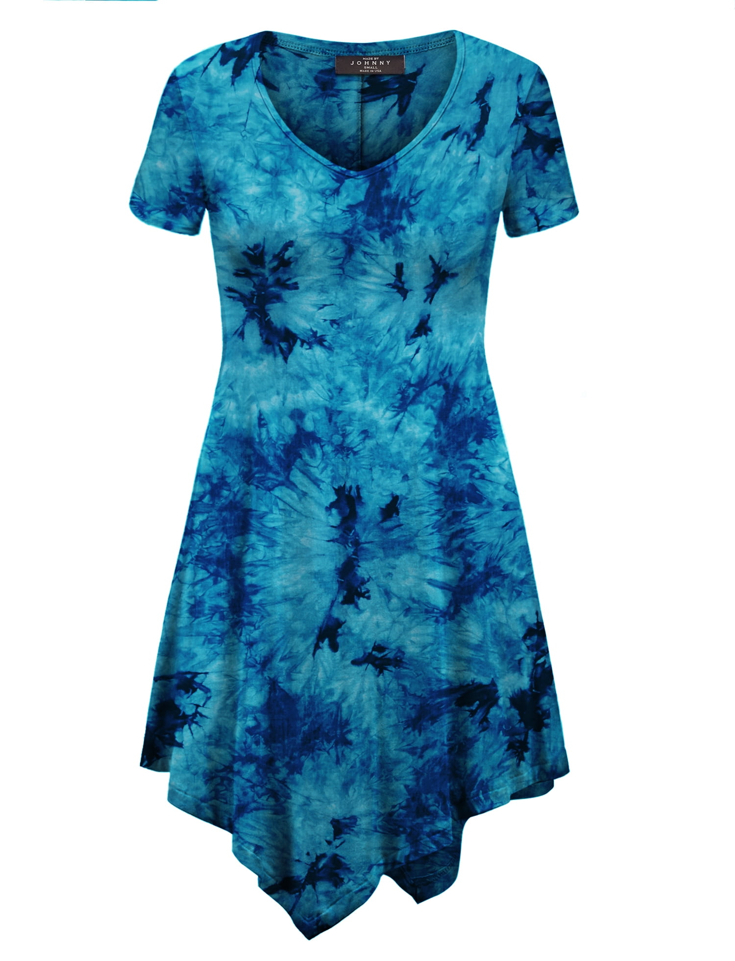 Made by Johnny Women's Short Sleeve All Over Tie-Dye Tunic Top XL TEAL ...