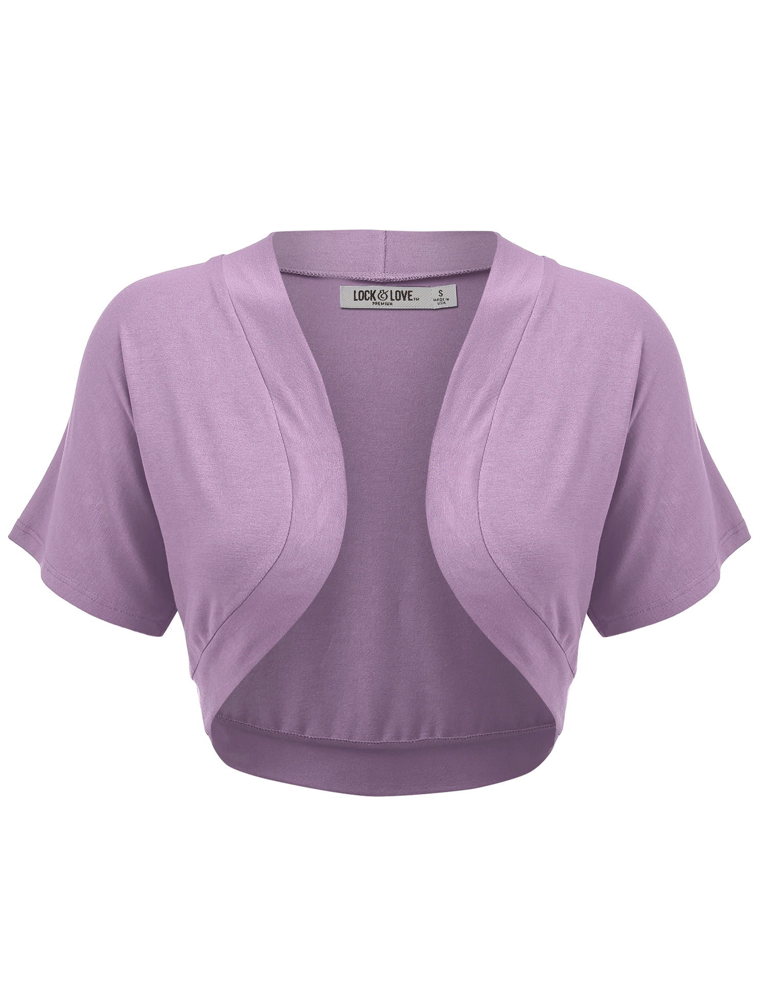 Johnny Women's Short Sleeve, Shoulder Open Bolero Shrug Cardigan, Lilac ...