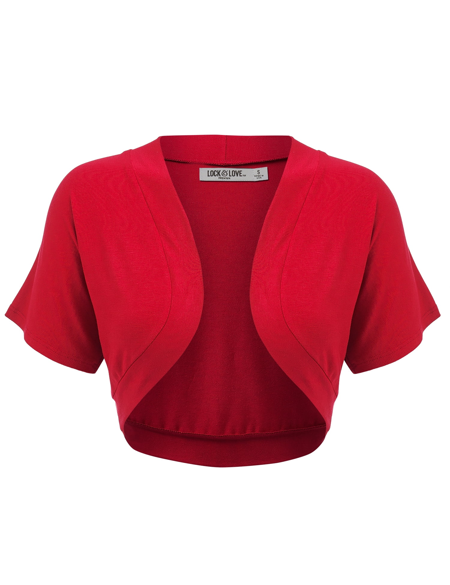 Made by Johnny Women's Short Sleeve Cropped Bolero Shrug Open Cardigan ...