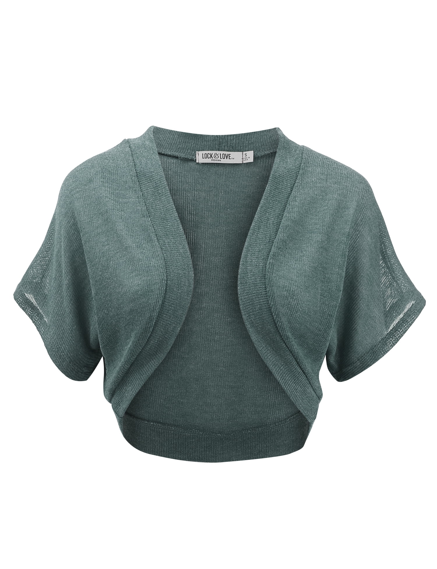 Made by Johnny Women's Short Sleeve Shrug Open Cardigan XL HUNTER_GREEN ...