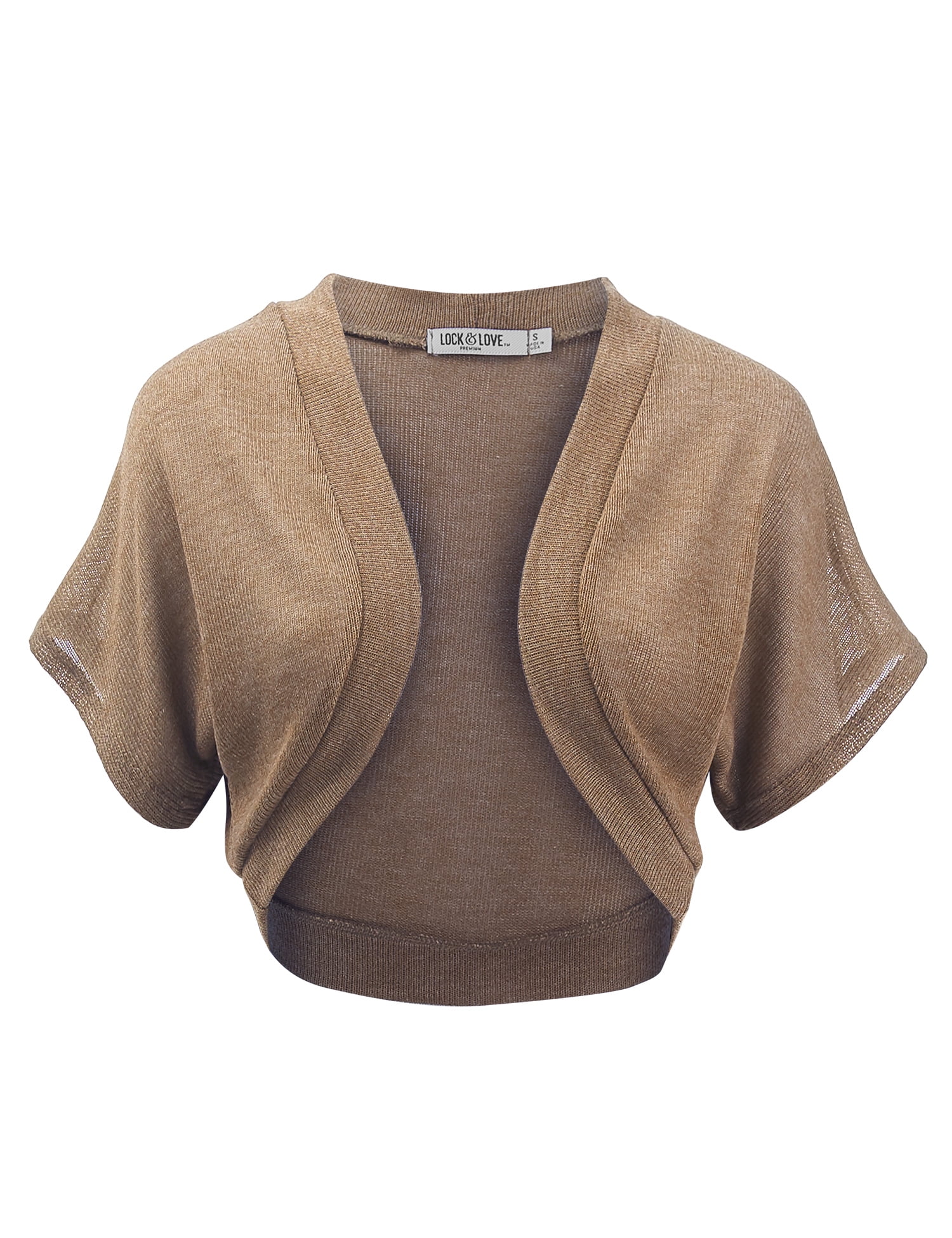 Made by Johnny Women's Short Sleeve Shrug Open Cardigan XL TAUPE ...
