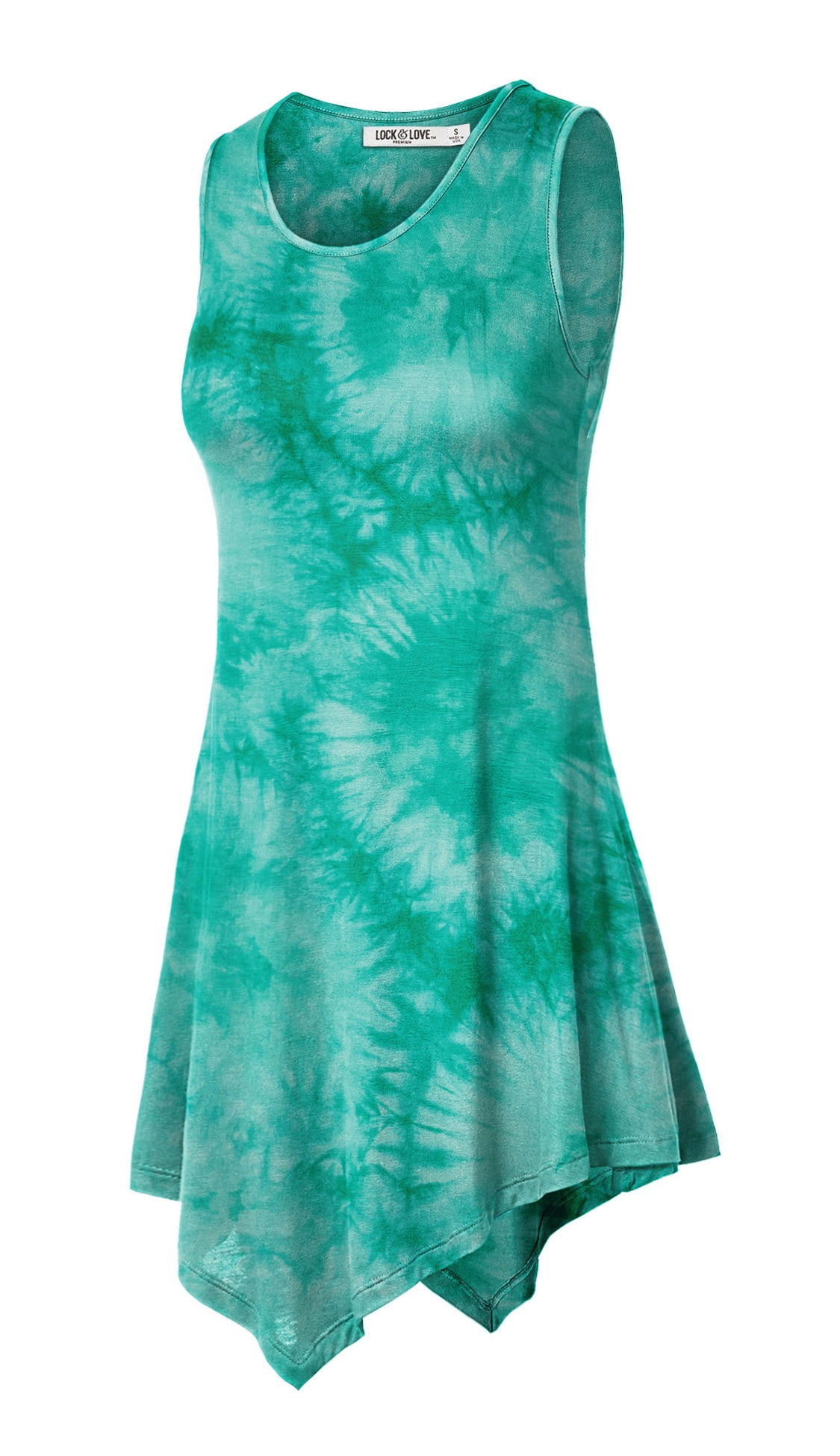 Made by Johnny Women's Sleeveless Tie-Dye Tunic Tank Top S JADE ...