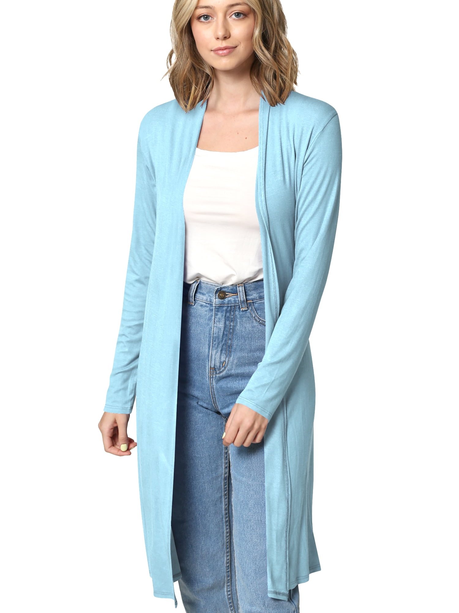 Made by Johnny Women's Solid Long Sleeve Open Front Long Cardigan XL ...