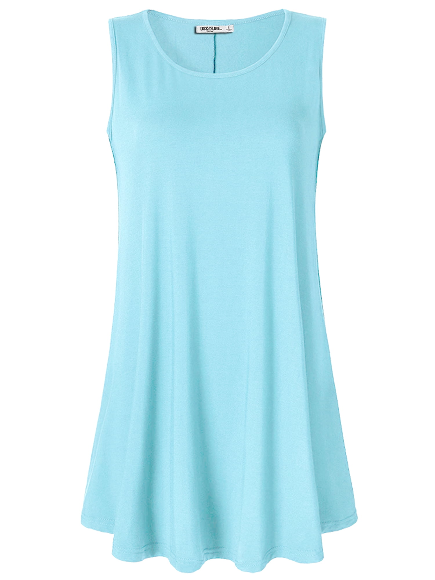 Made by Johnny Women's Sleeveless Tunic Tank Top, Aqua, Plus Sizes S ...