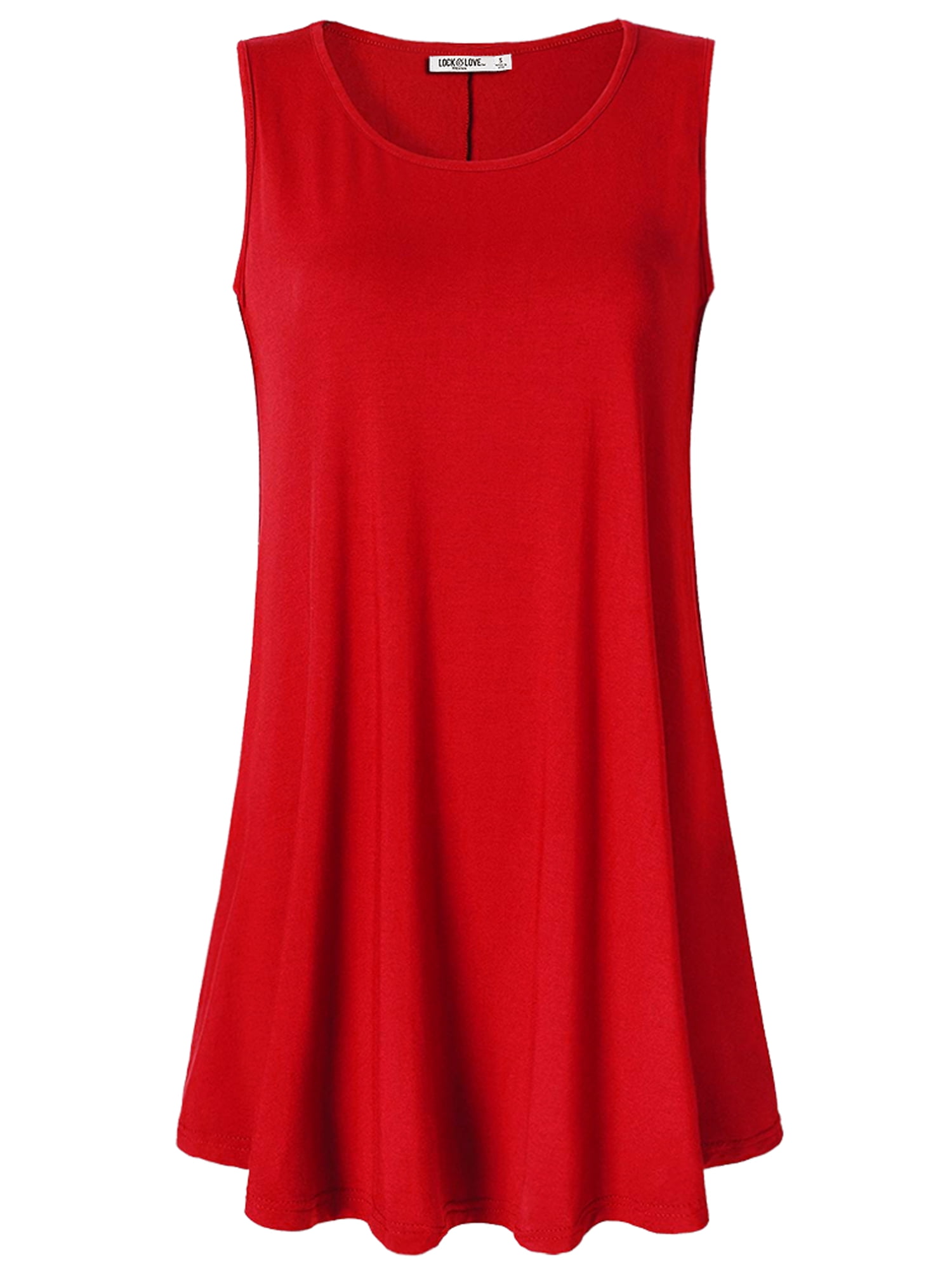 Made by Johnny Women's Solid Sleeveless Tunic for Leggings Swing Flare ...