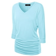 Made by Johnny Women's V Neck Short Sleeve Wrap Front Drape Dolman Top ...